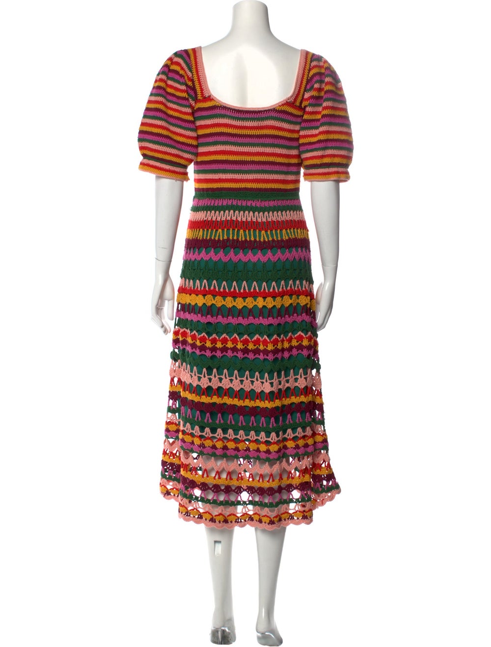 Farm Rio Striped Long Dress - Green Dresses, Clothing - WFARM47534 ...
