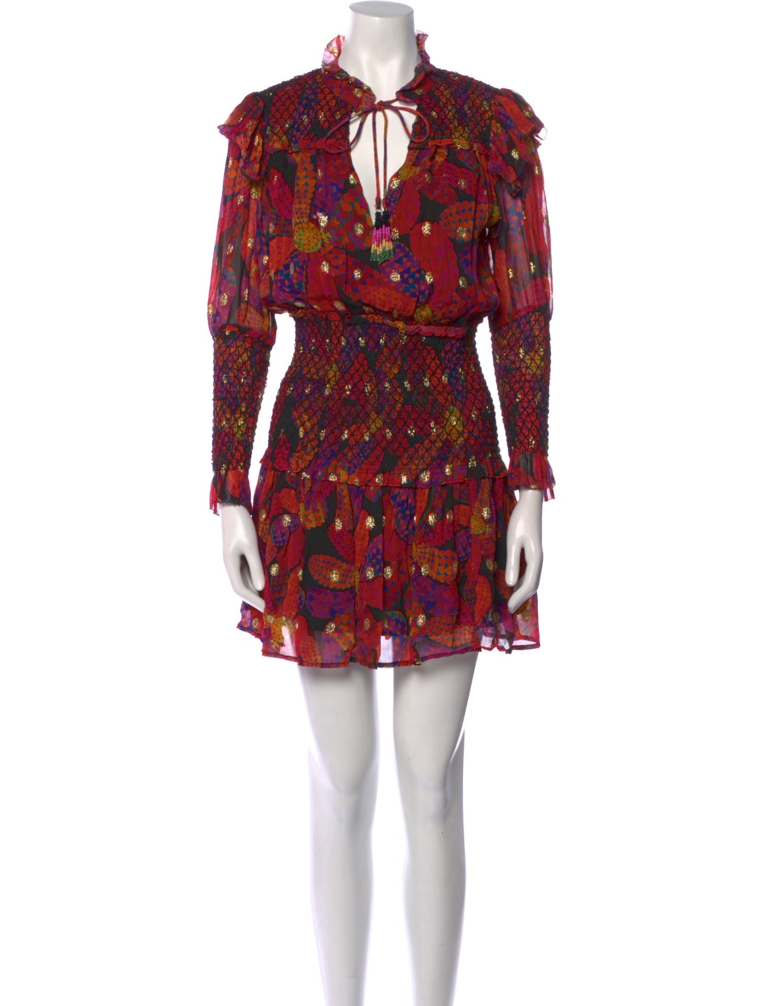 Farm Rio Floral Print Mini Dress - Red Dresses, Clothing - WFARM48414 ...
