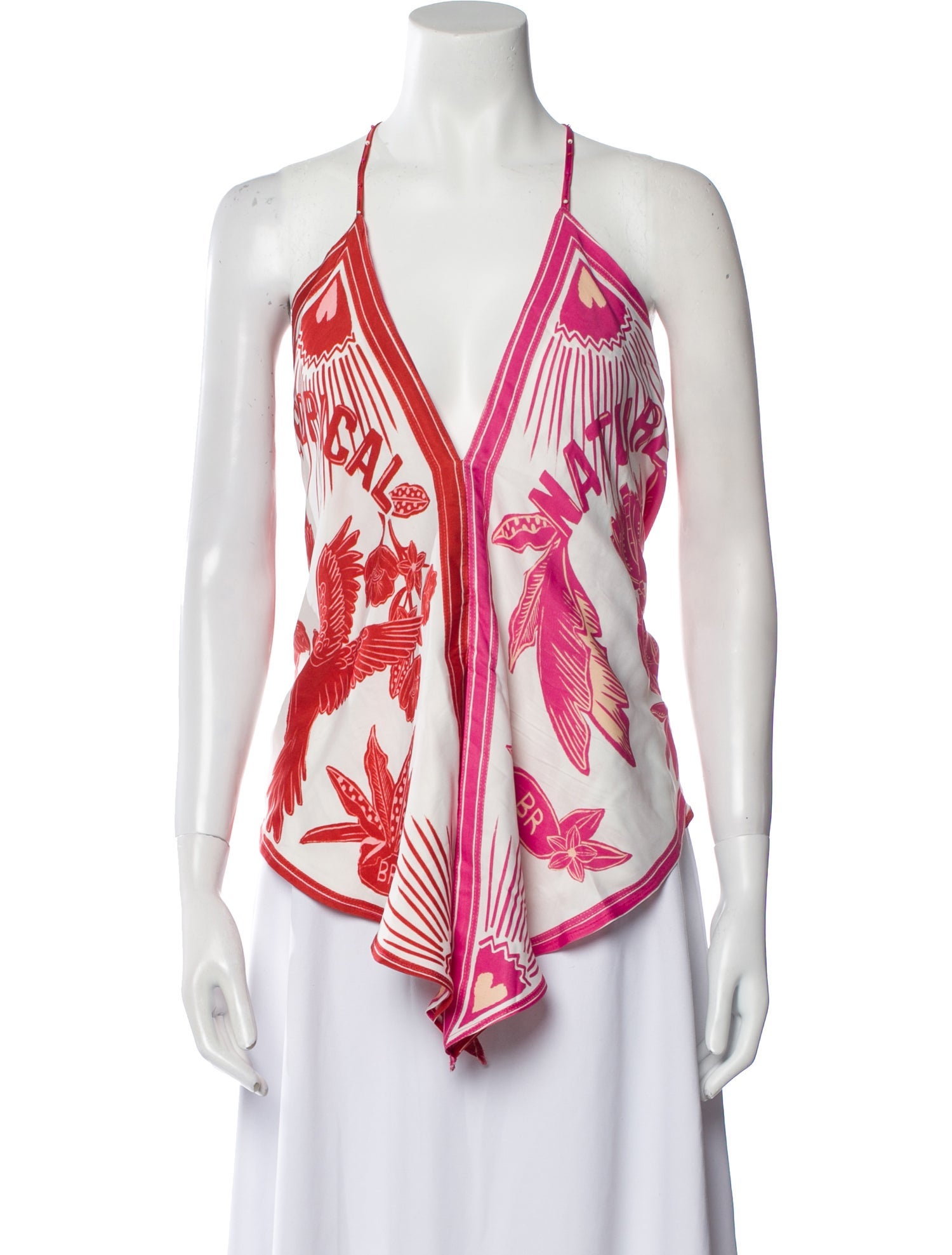 Farm Rio Printed Plunge Neckline Top w/ Tags - White Tops, Clothing ...