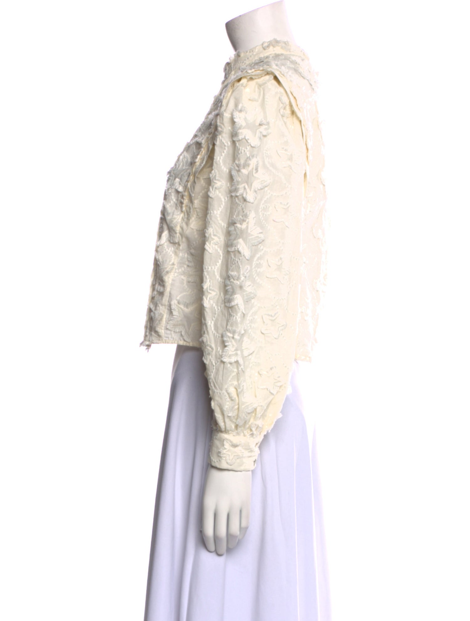 Farm Rio Lace Pattern Mock Neck Crop Top - Neutrals Tops, Clothing ...