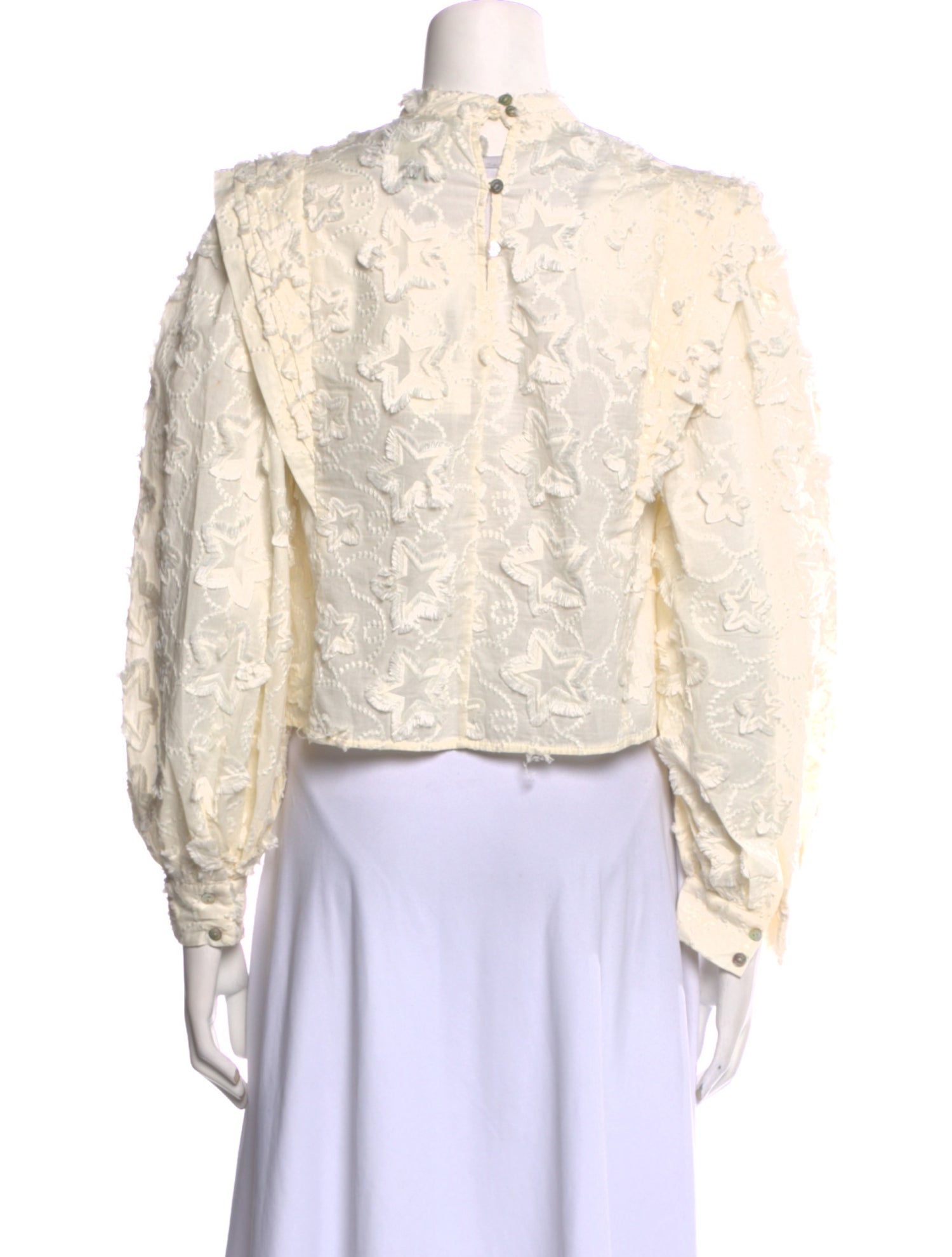 Farm Rio Lace Pattern Mock Neck Crop Top - Neutrals Tops, Clothing ...