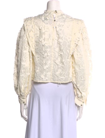 Farm Rio Lace Pattern Mock Neck Crop Top - Neutrals Tops, Clothing ...