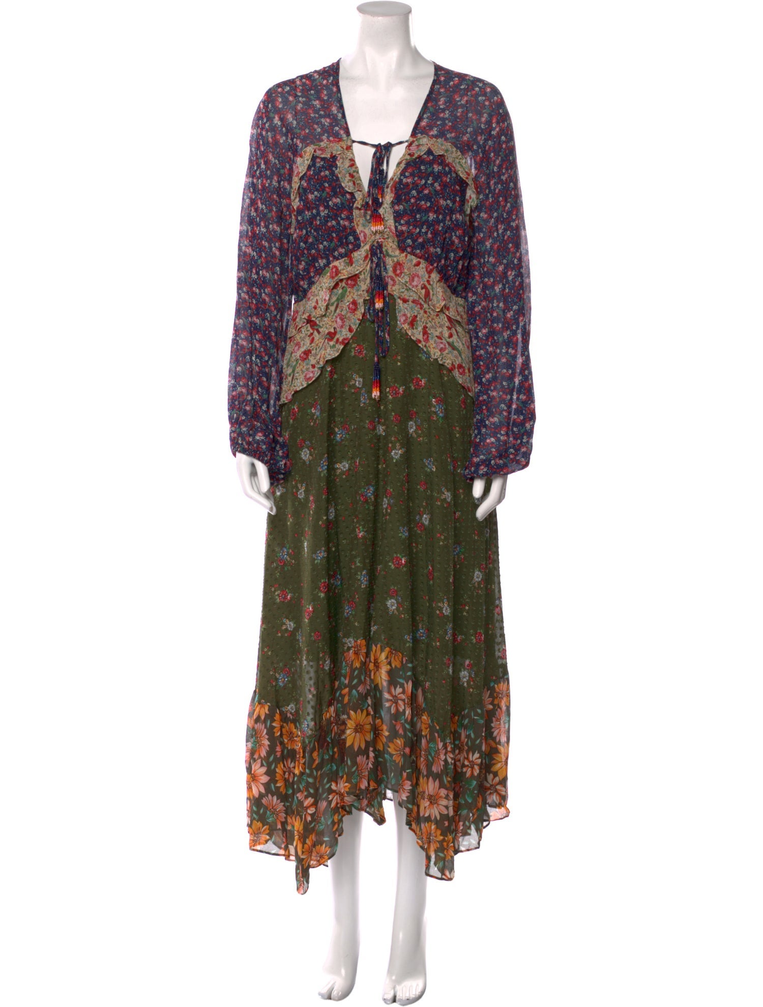 Farm Rio Floral Print Midi Length Dress - Green Dresses, Clothing ...
