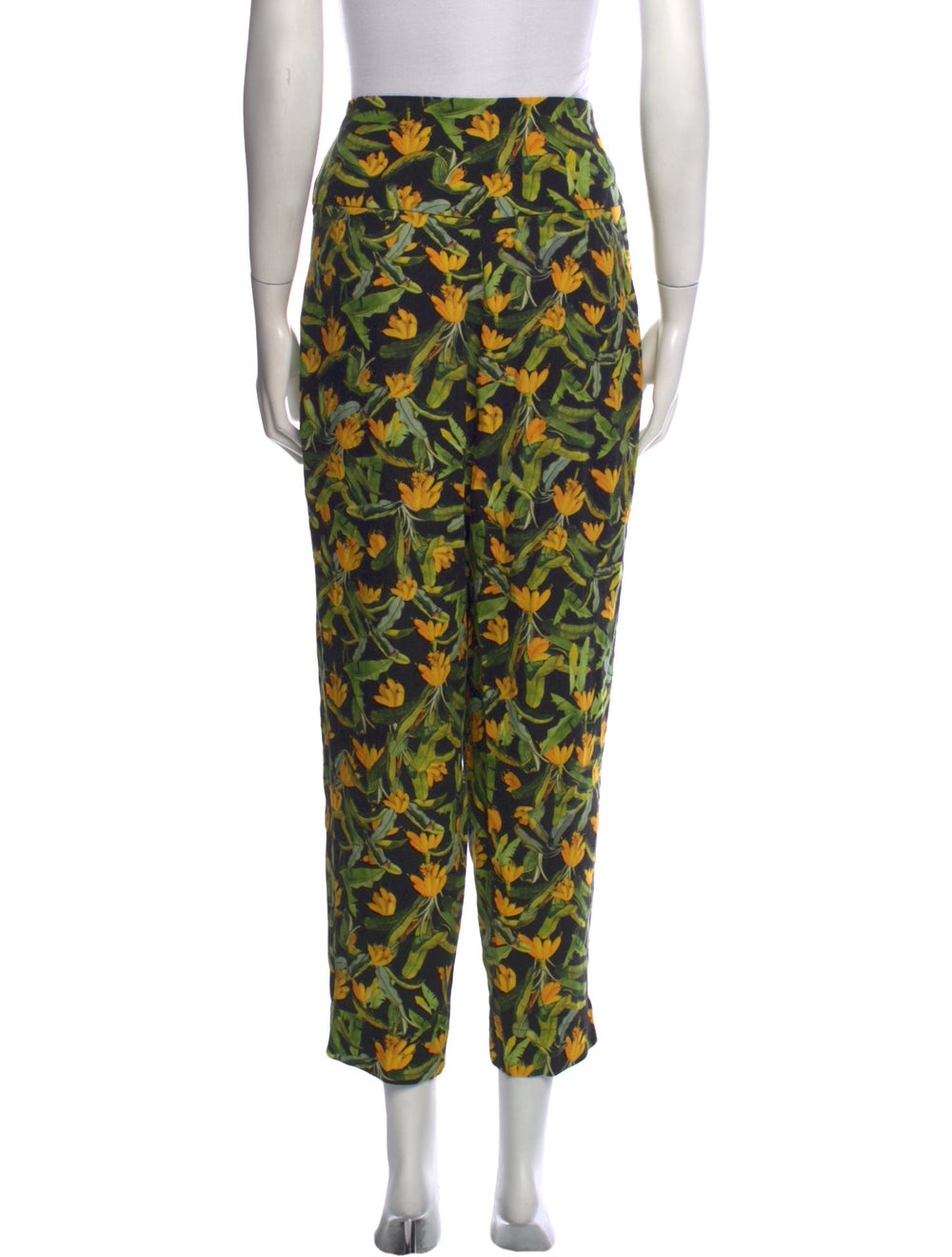 Farm Rio Straight Leg Pants Black Floral Print Croppe… - Gem