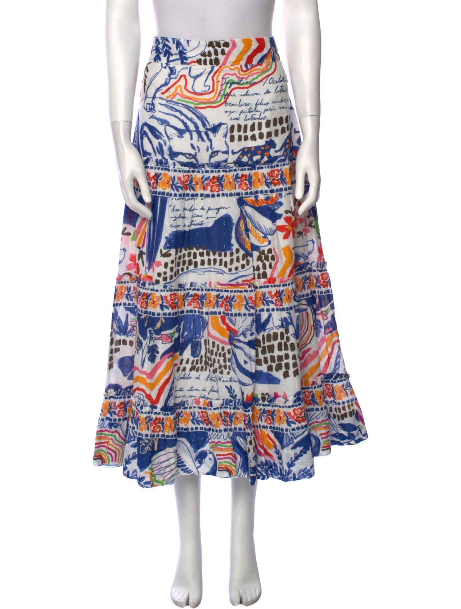 Farm Rio Printed Midi Length Skirt - Blue Skirts, Clothing - WFARM50576 ...