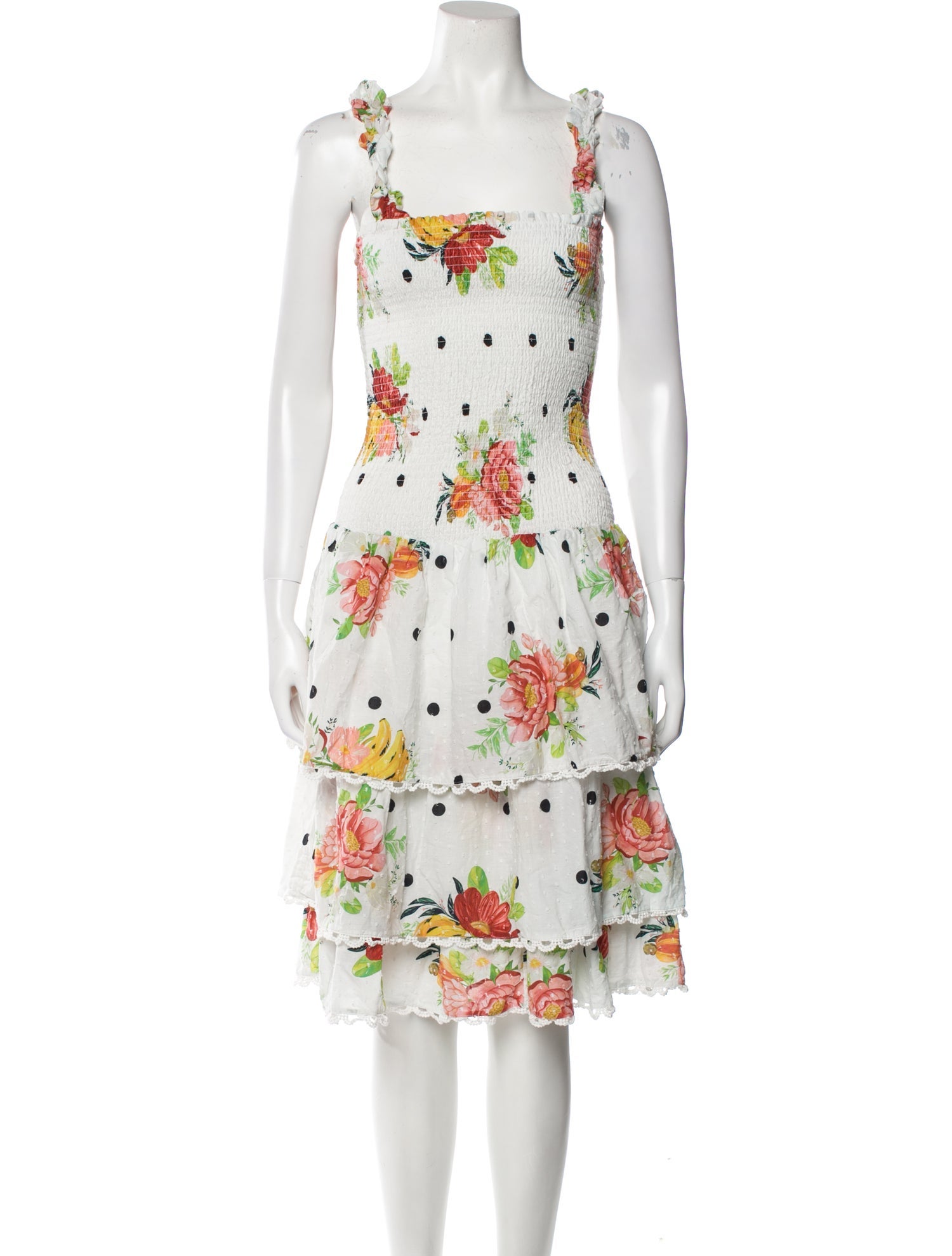 Farm Rio Floral Print Midi Length Dress - White Dresses, Clothing ...