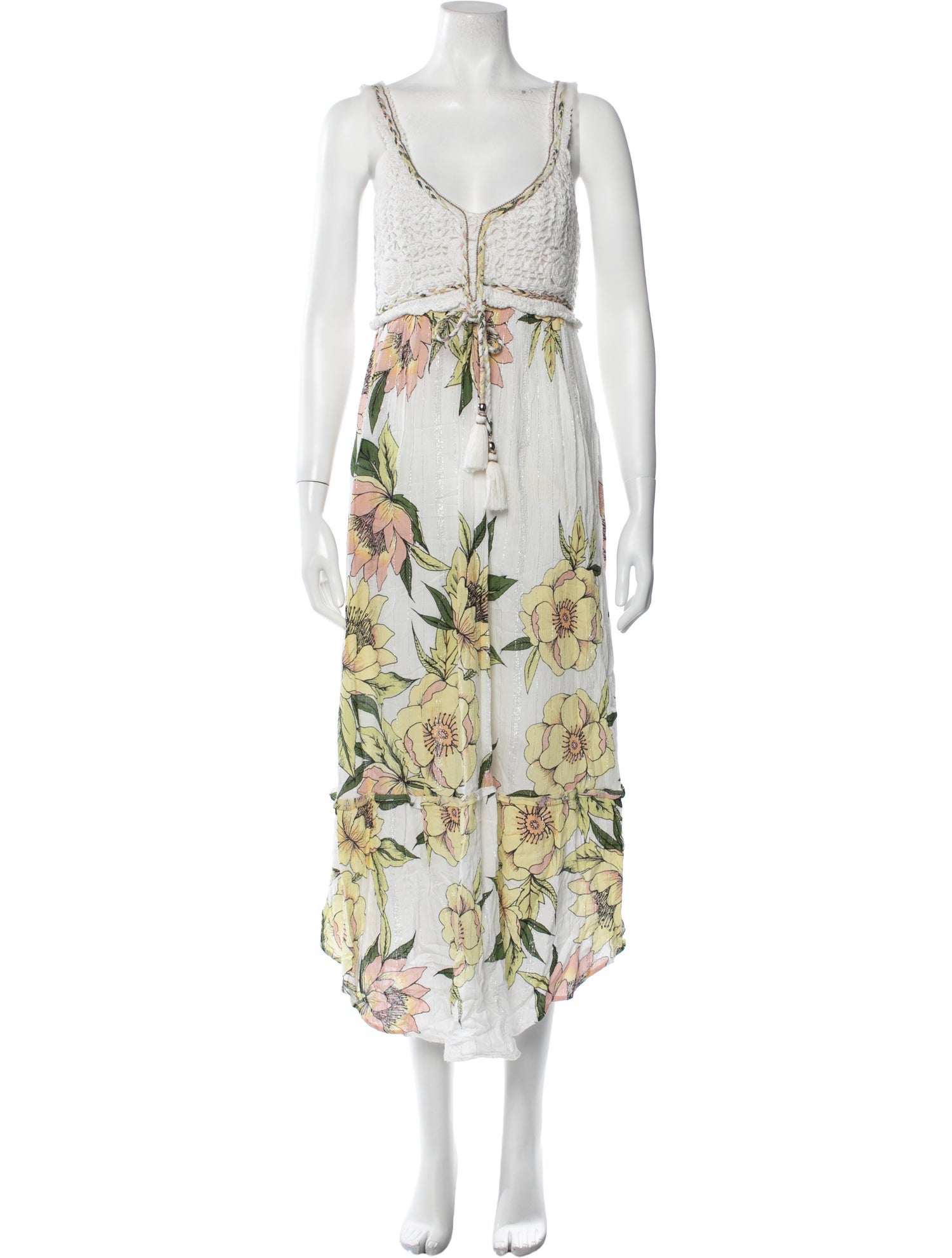 Farm Rio Floral Print Long Dress - Metallic Dresses, Clothing ...