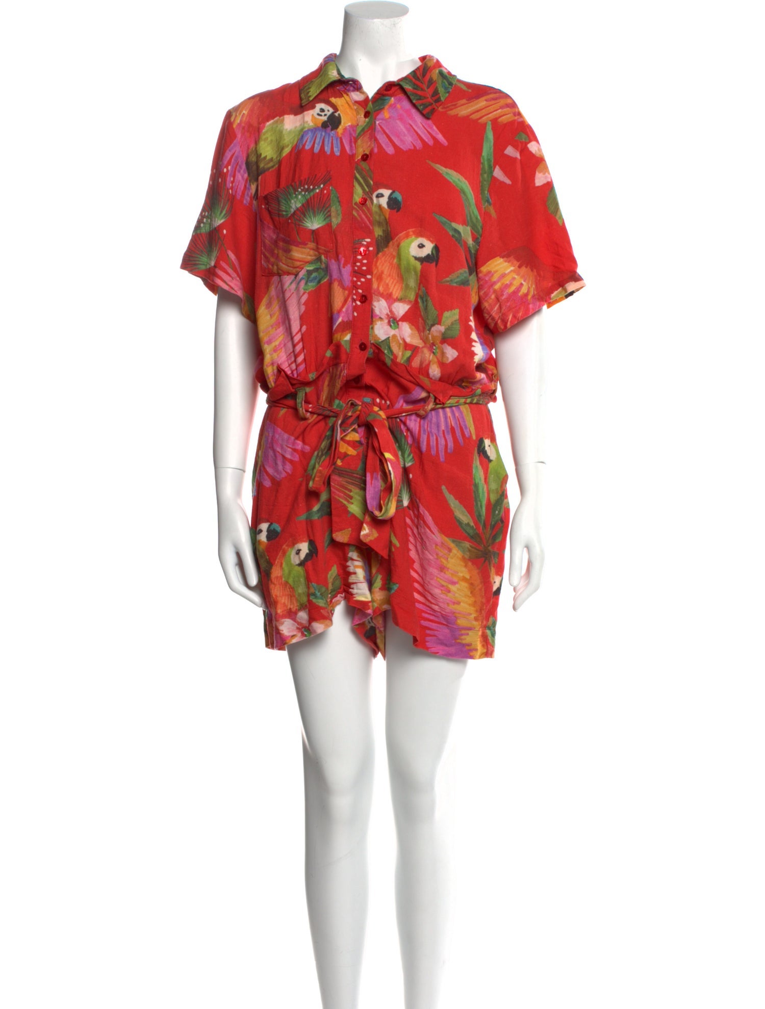 Farm Rio Printed Romper - Red, 14.75" Rise Jumpsuits and Rompers ...