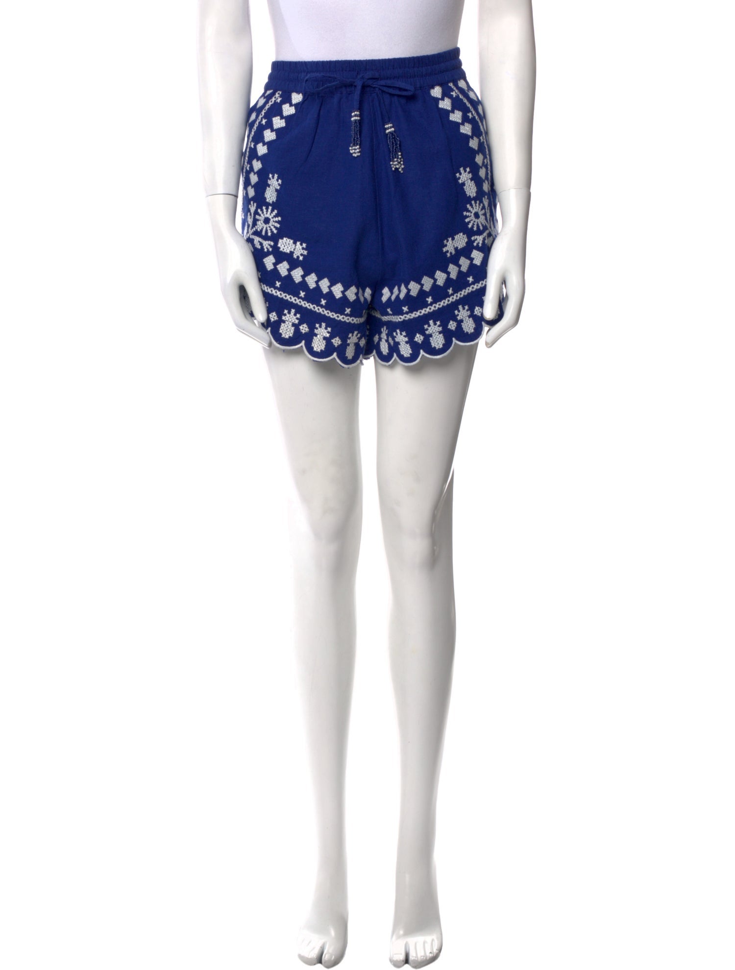 Farm Rio Patterned Mini Shorts - Blue, 15" Rise Shorts, Clothing ...