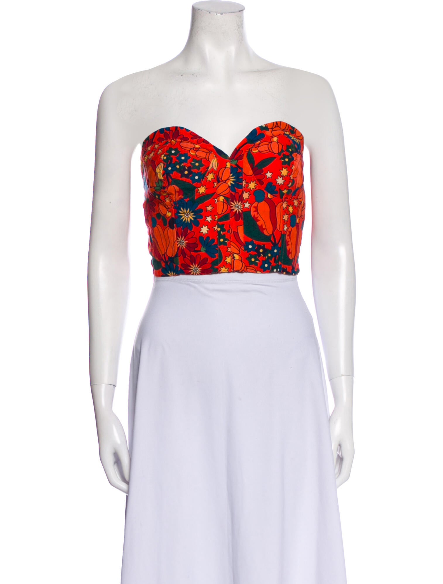 Farm Rio Floral Print Strapless Crop Top w/ Tags - Red Tops, Clothing ...