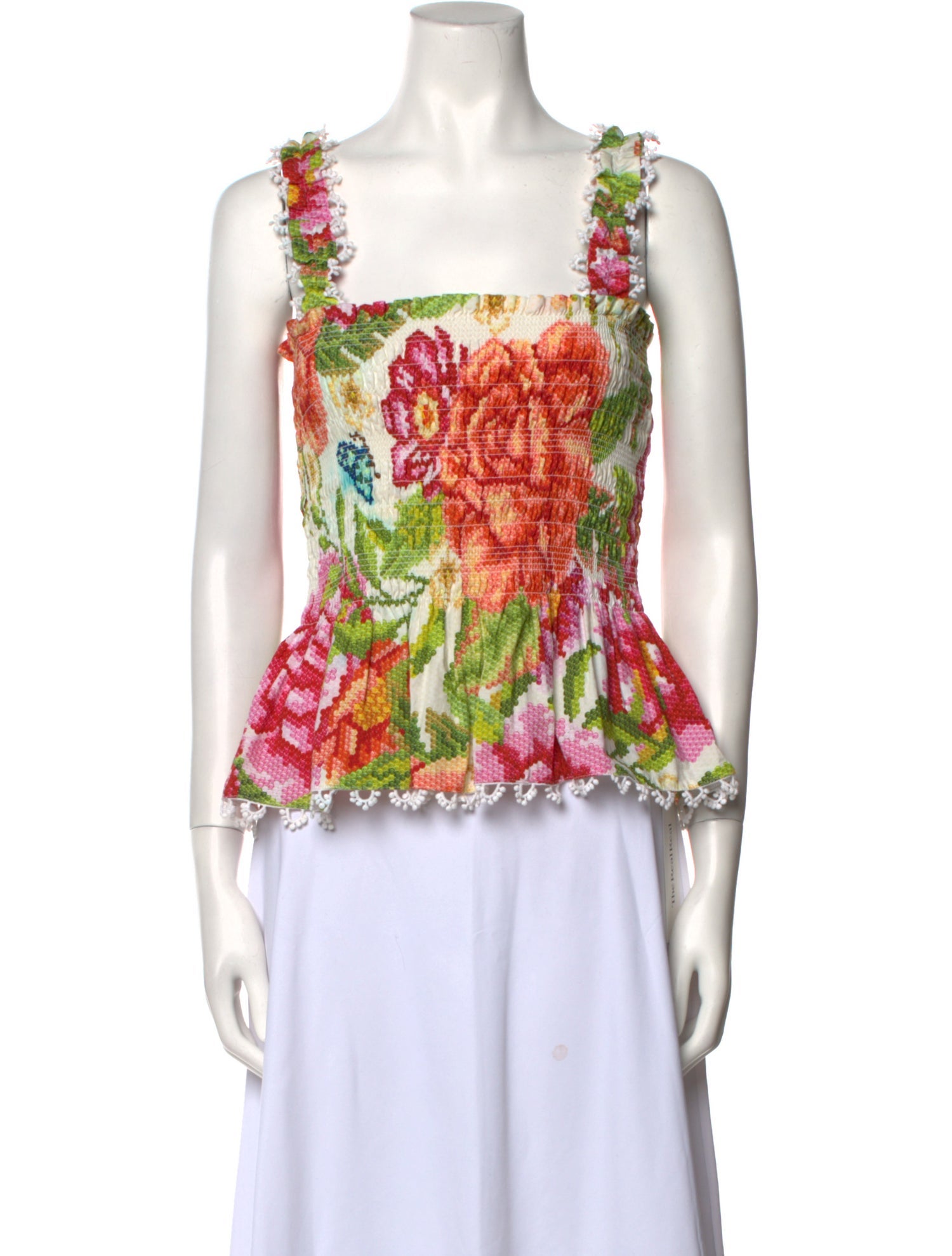 Farm Rio Floral Print Square Neckline Top - Green Tops, Clothing ...