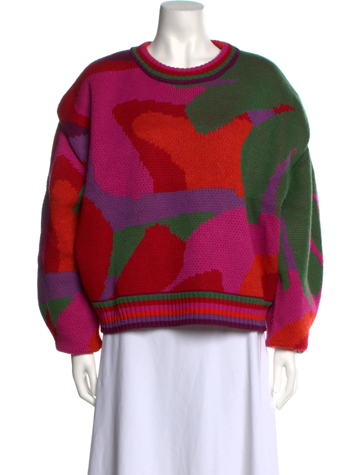 Farm Rio Printed Crew Neck Sweater - Pink Knitwear, Clothing ...