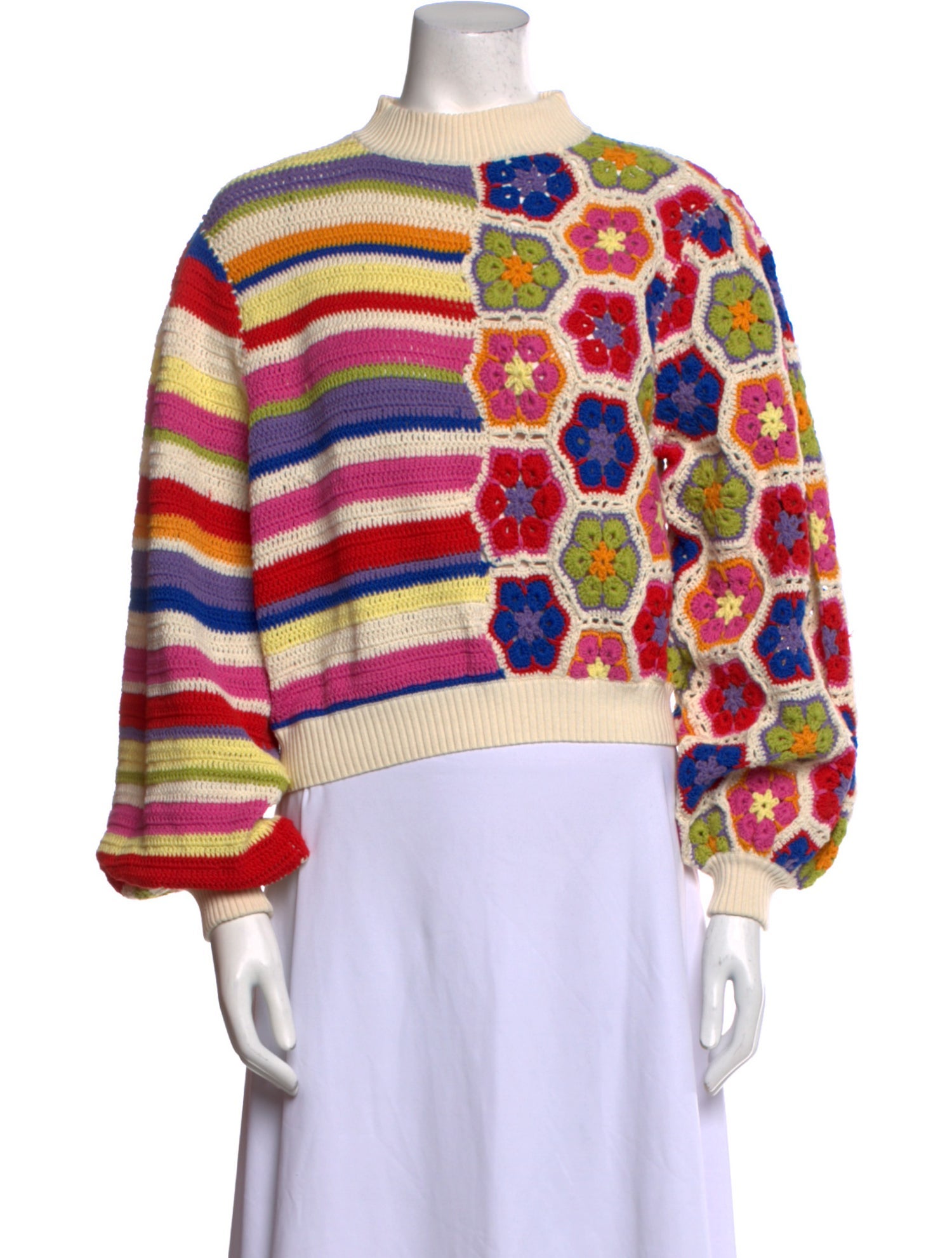 Farm Rio Floral Print Mock Neck Sweater w/ Tags - Green Knitwear ...