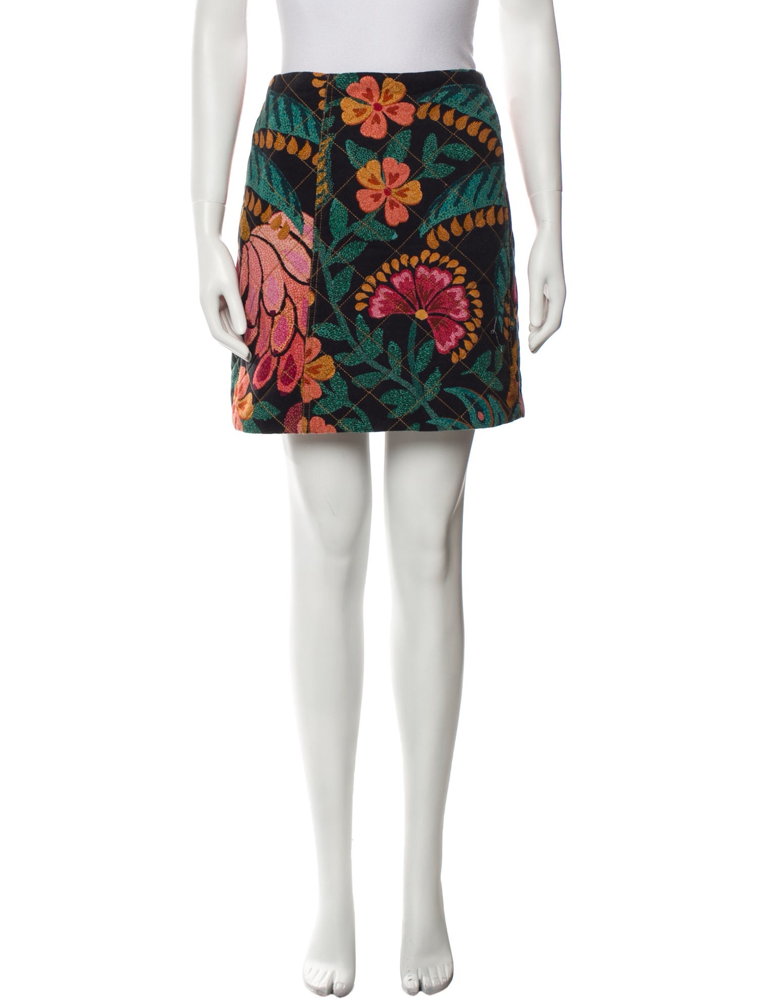 Farm Rio Floral Print Mini Skirt - Black Skirts, Clothing - WFARM60077 ...