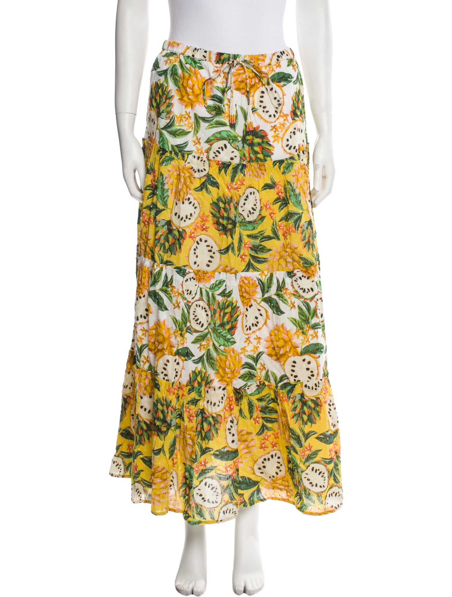 Farm Rio Floral Print Midi Length Skirt w/ Tags - Yellow Skirts ...