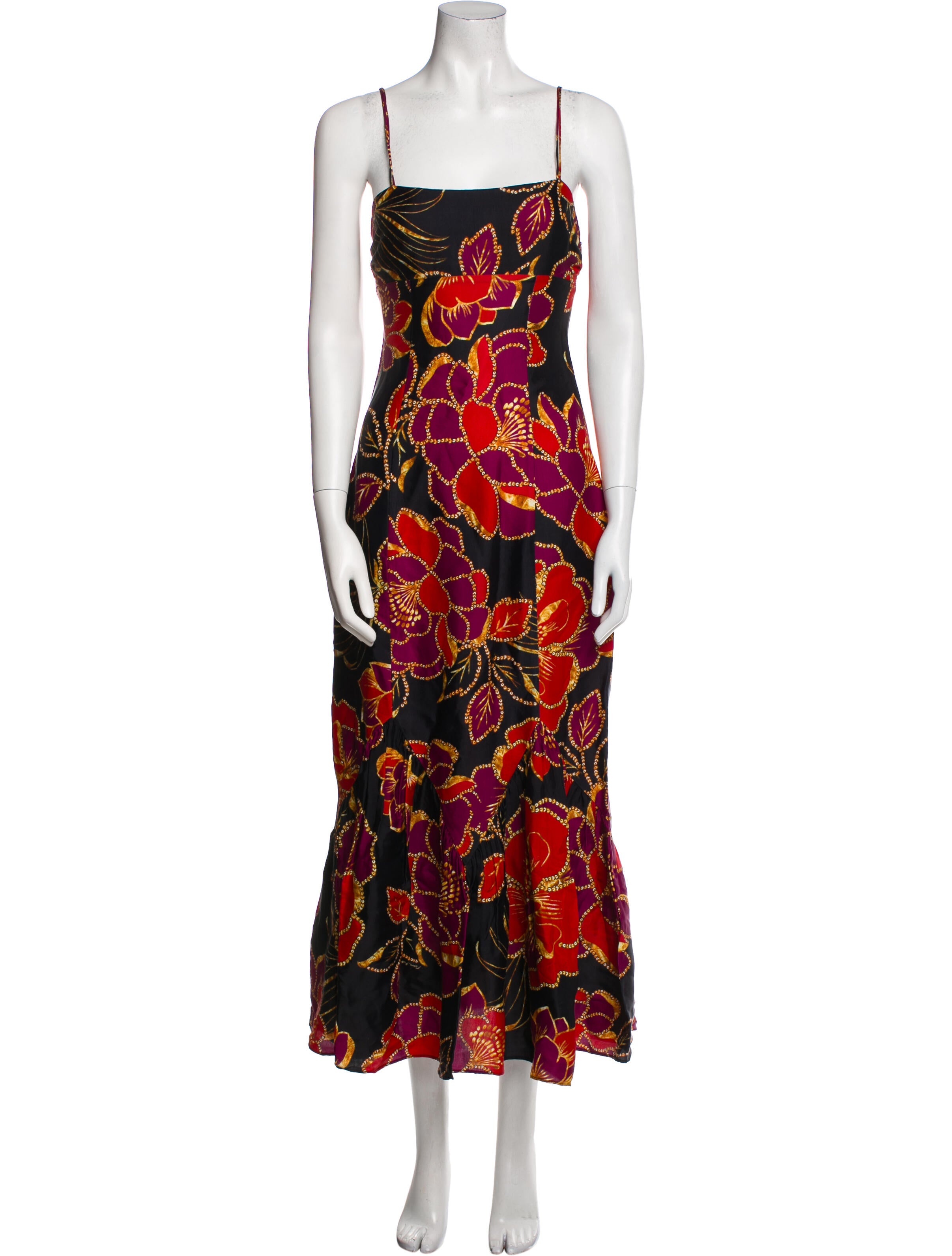 Farm Rio Silk Long Dress w/ Tags - Green Dresses, Clothing - WFARM60929 ...