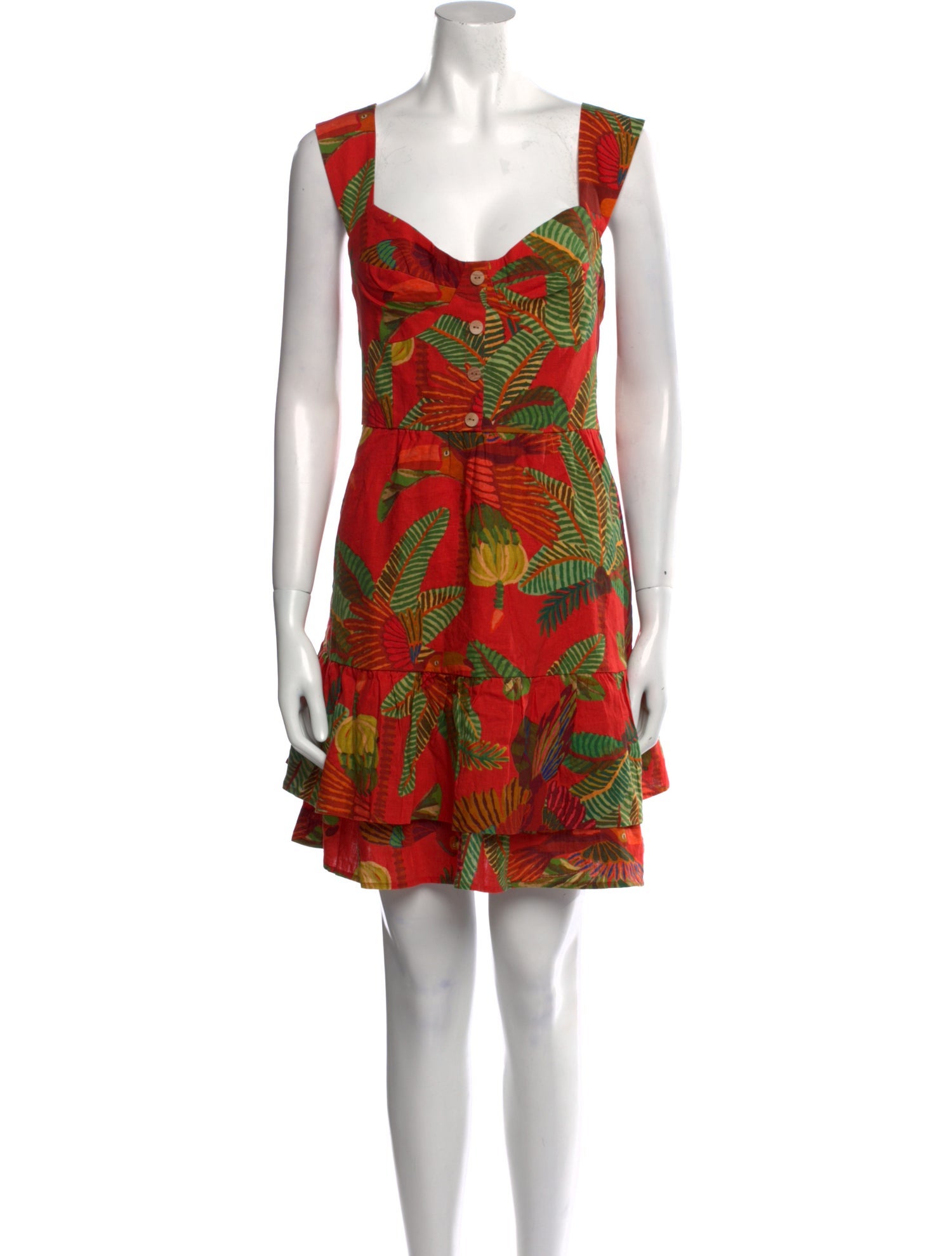 Farm Rio Floral Print Mini Dress - Red Dresses, Clothing - WFARM54915 ...