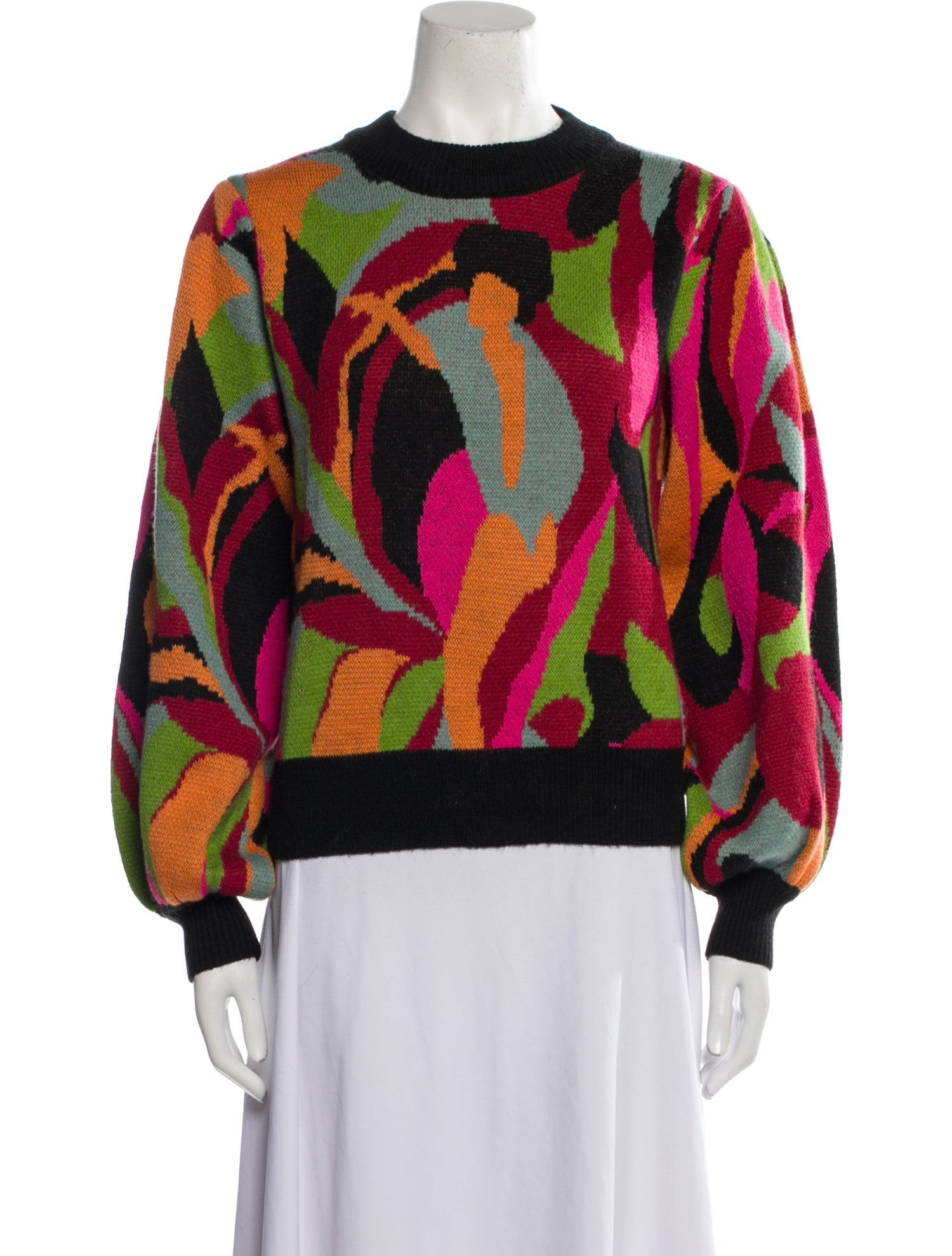 Farm Rio Floral Print Mock Neck Sweater w/ Tags - Green Knitwear ...