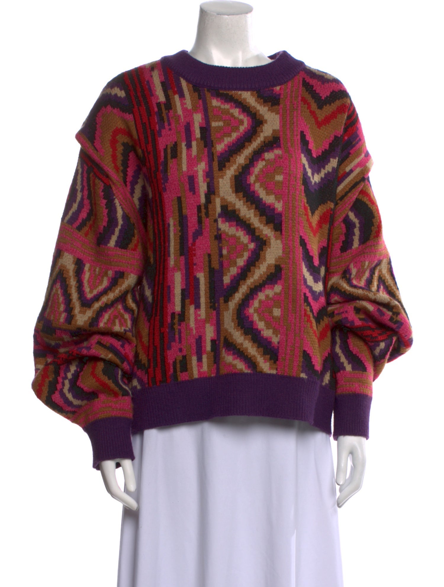 Farm Rio Printed Crew Neck Sweater - Purple Knitwear, Clothing ...