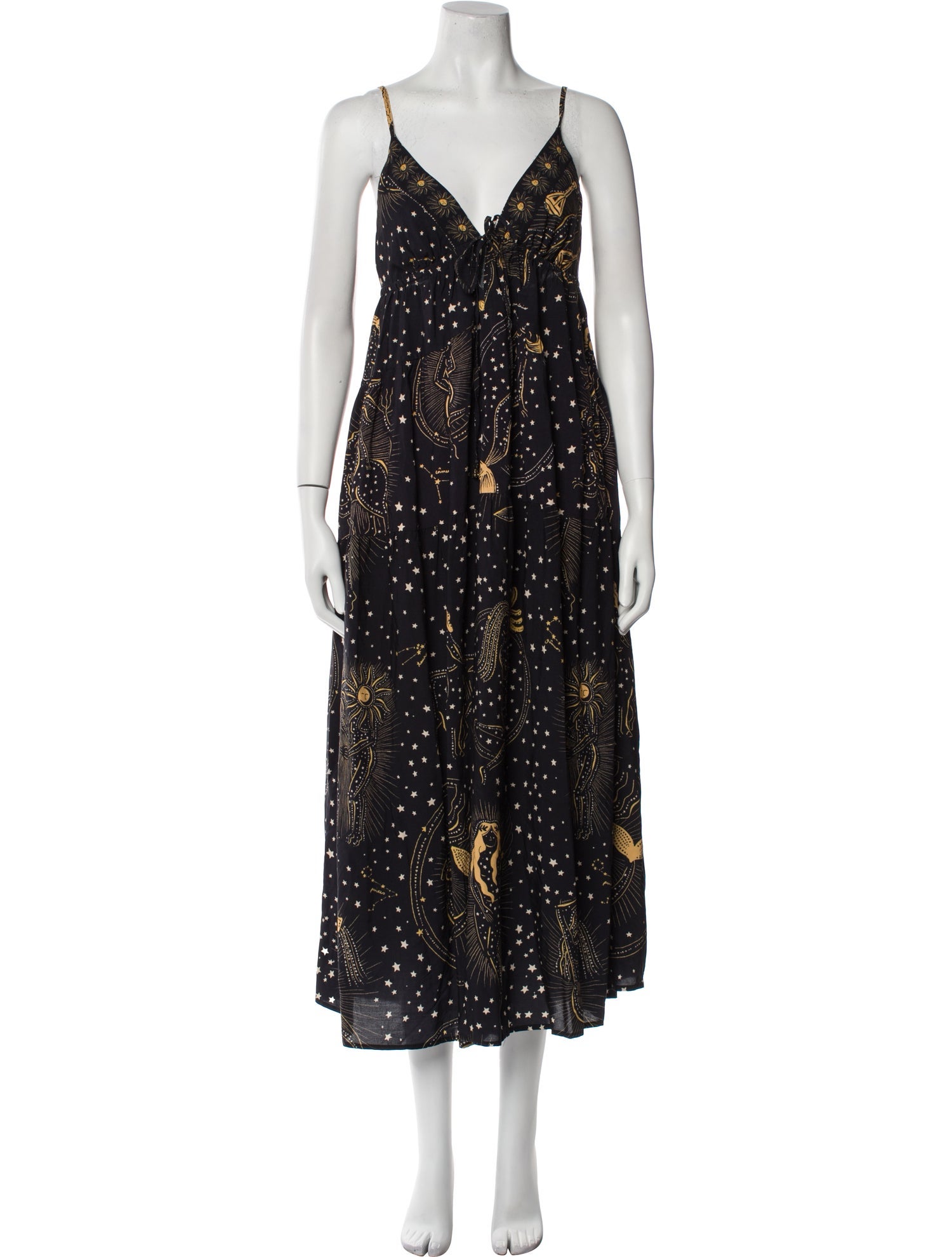 Farm Rio Silk Long Dress - Black Dresses, Clothing - WFARM63988 | The ...