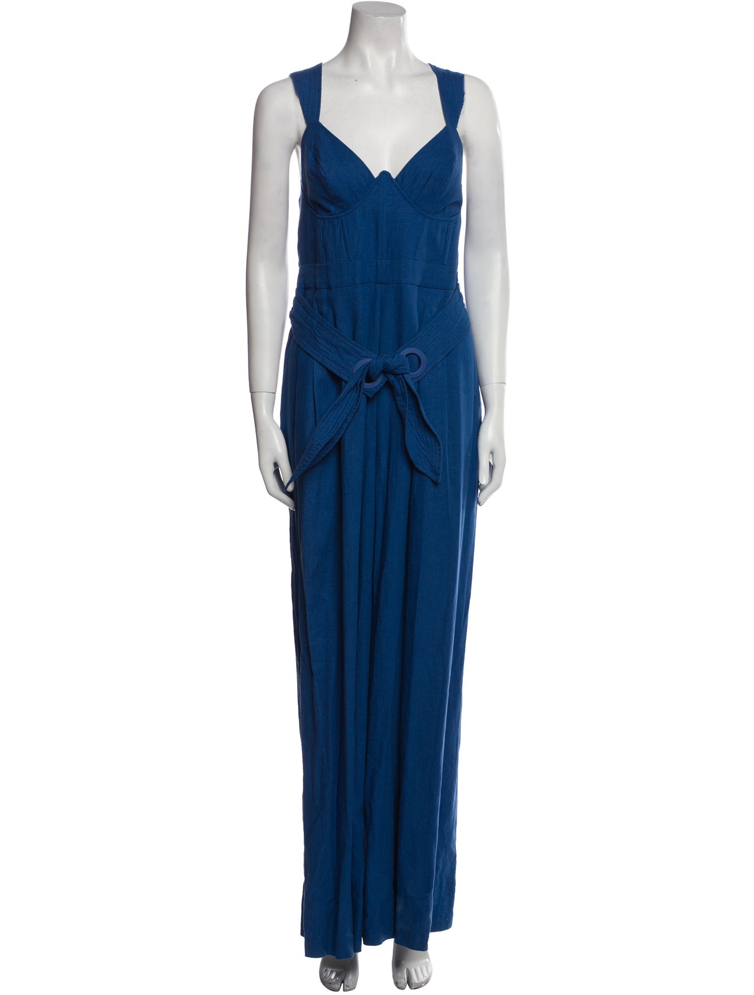 Farm Rio Linen V-Neck Jumpsuit w/ Tags - Blue, 15.5" Rise Jumpsuits and ...