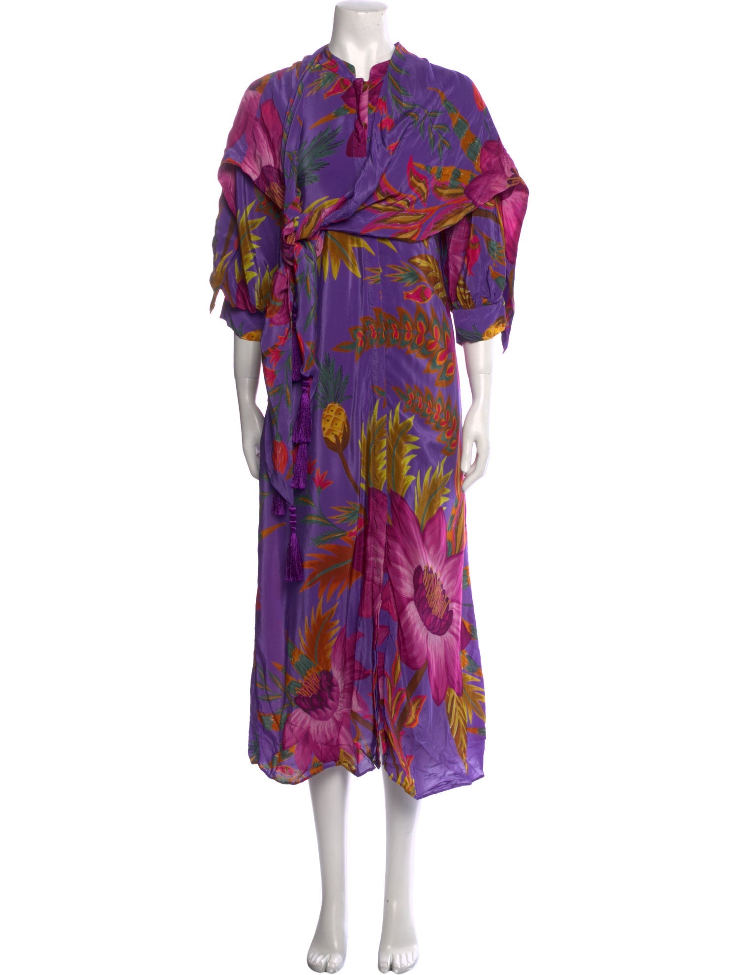 Farm Rio Floral Print Midi Length Dress - Purple Dresses, Clothing ...