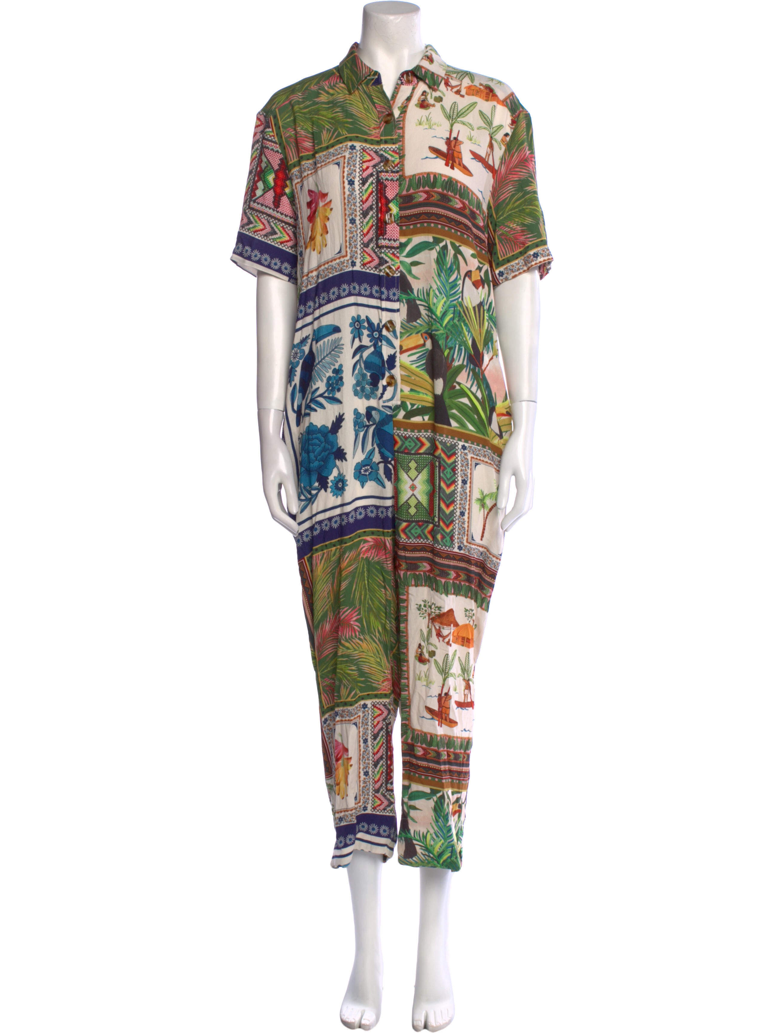 Farm Rio Floral Print Jumpsuit w/ Tags - Neutrals, 28" Rise Jumpsuits ...