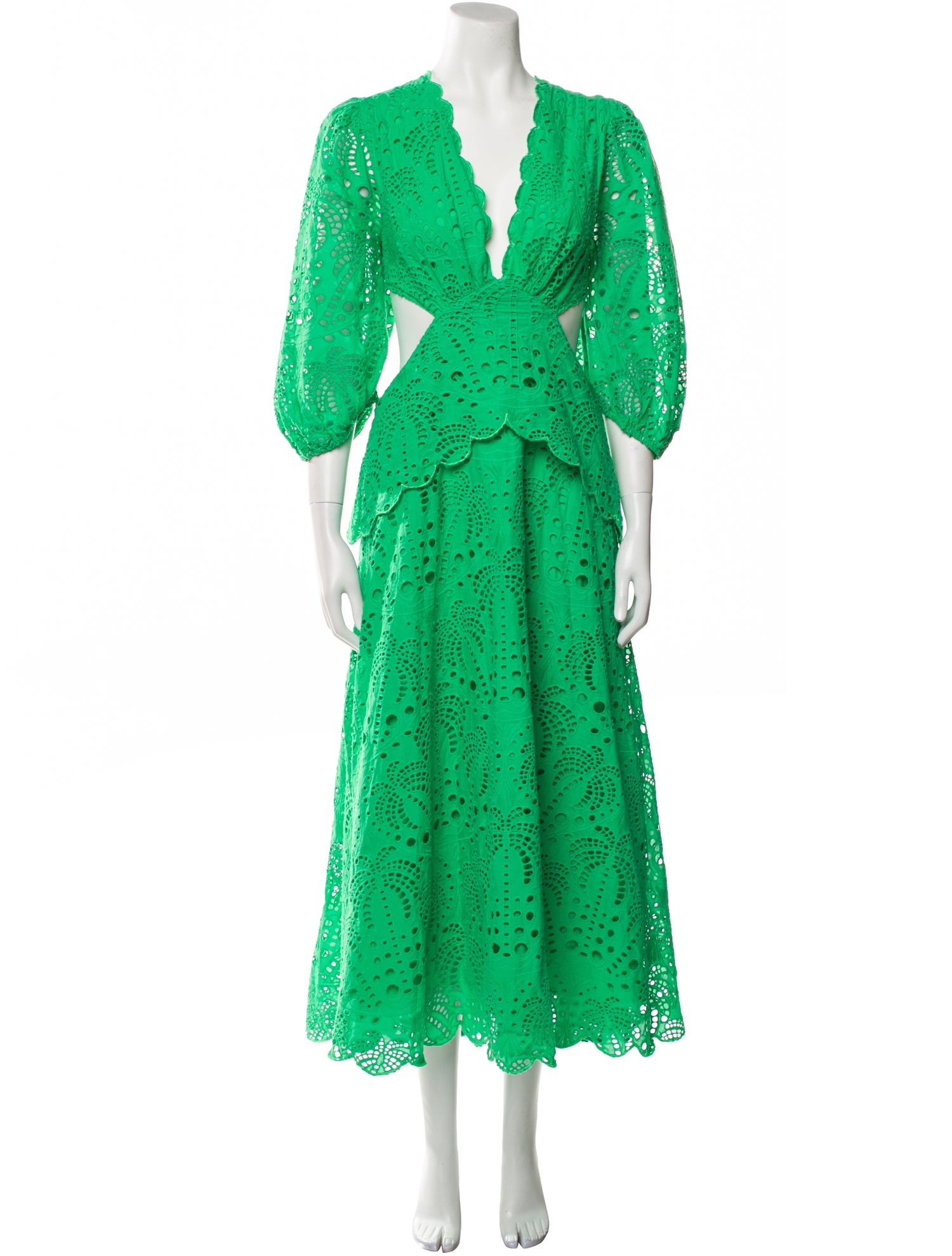 Farm Rio Lace Pattern Long Dress - Green Dresses, Clothing - WFARM66272 ...