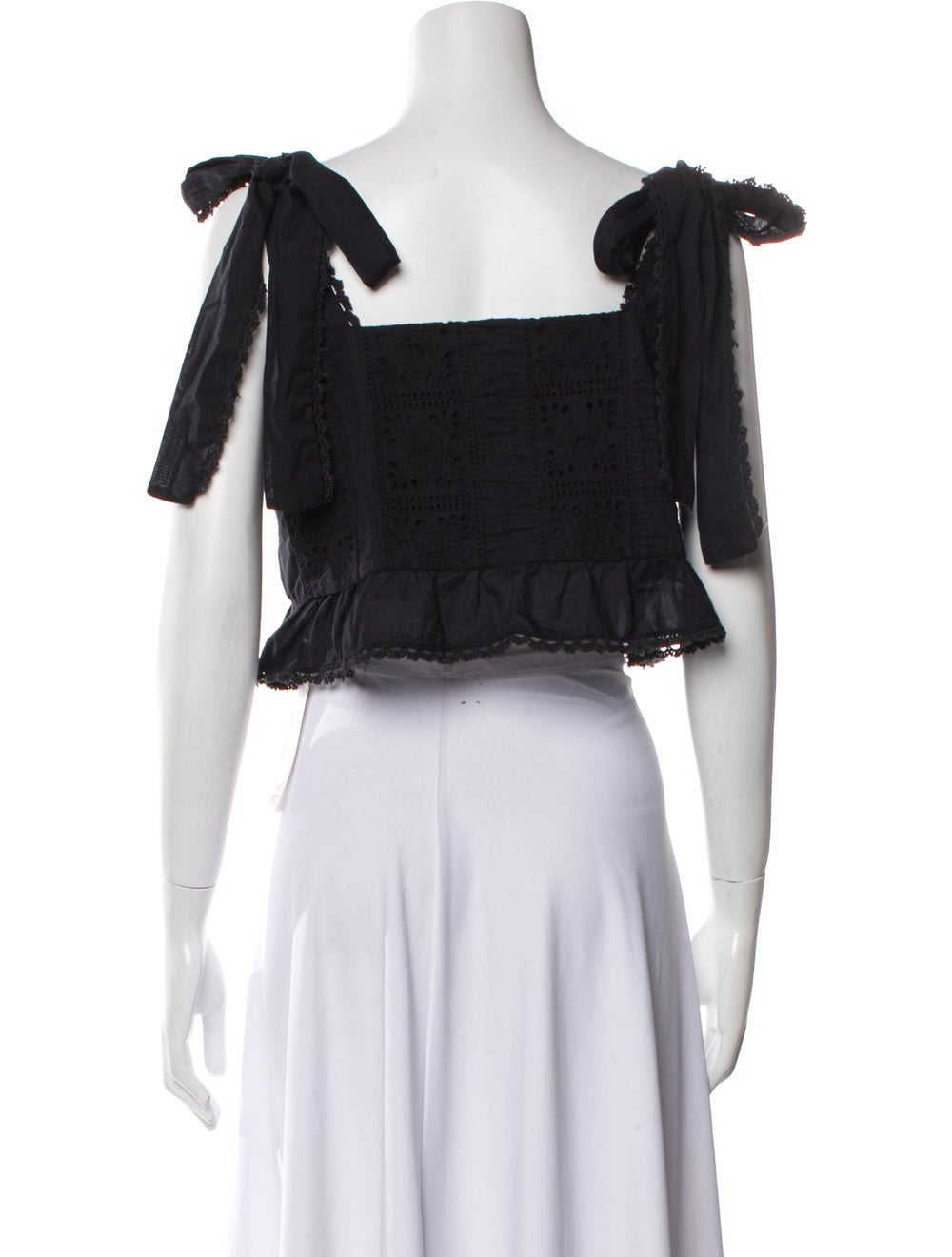 Farm Rio Crop Top Blue Eyelet, Crochet, Embroidered &… - Gem