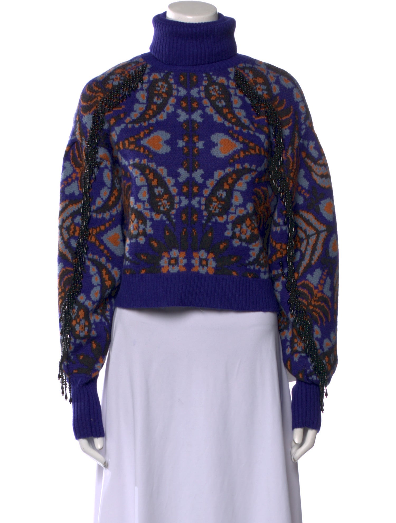 Farm Rio Printed Turtleneck Sweater - Blue Knitwear, Clothing ...
