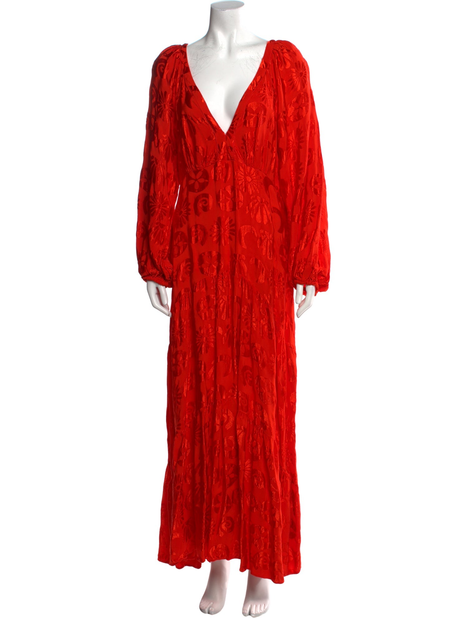 Farm Rio Silk Long Dress - Orange Dresses, Clothing - WFARM66531 | The ...