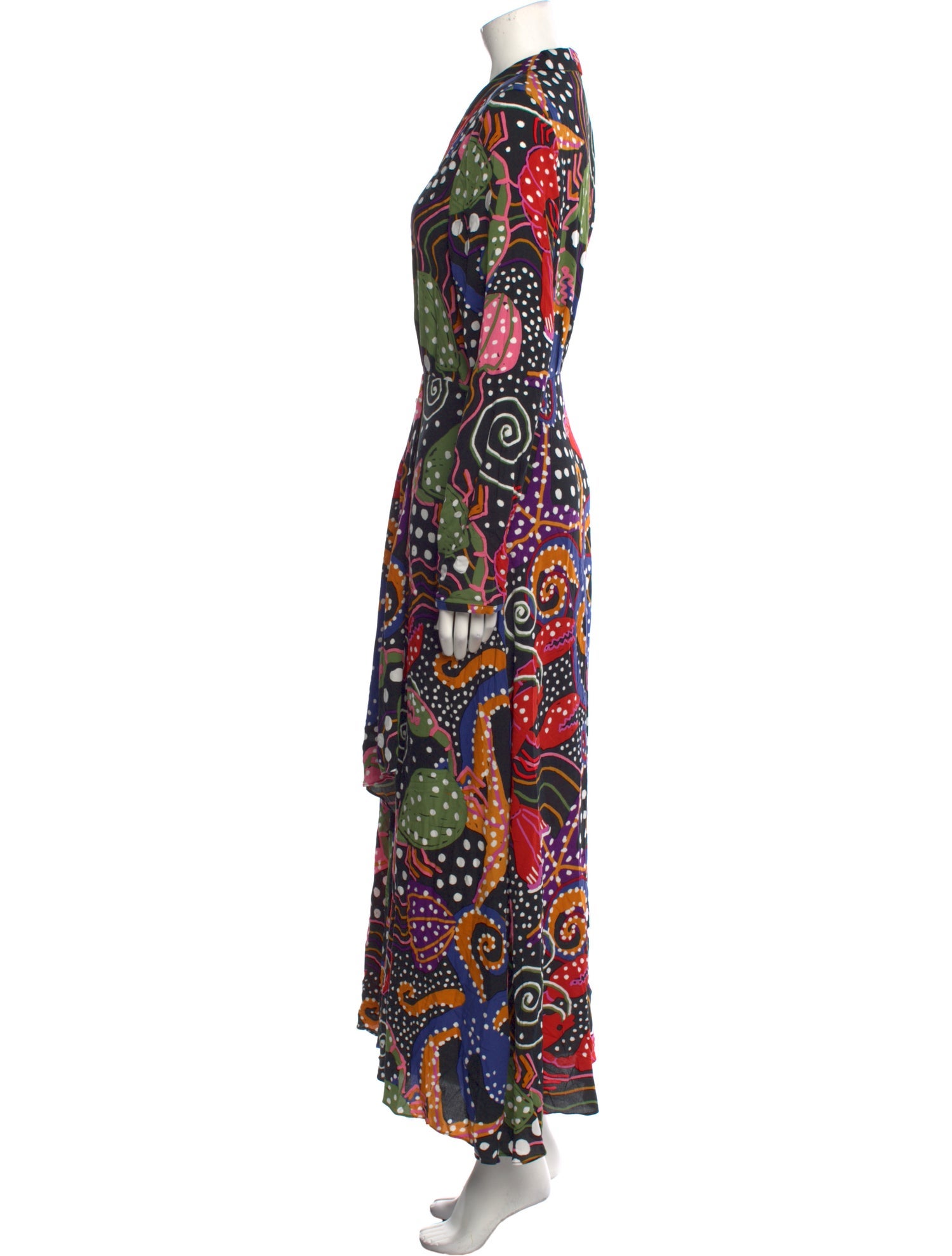 Farm Rio Printed Long Dress - Black Dresses, Clothing - WFARM62414 ...