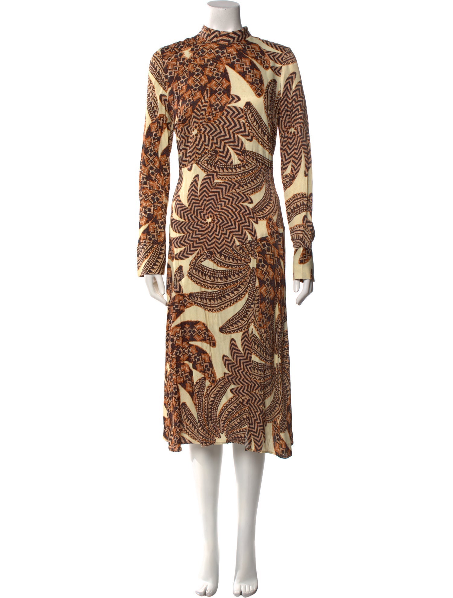 Farm Rio Printed Midi Length Dress - Yellow Dresses, Clothing ...