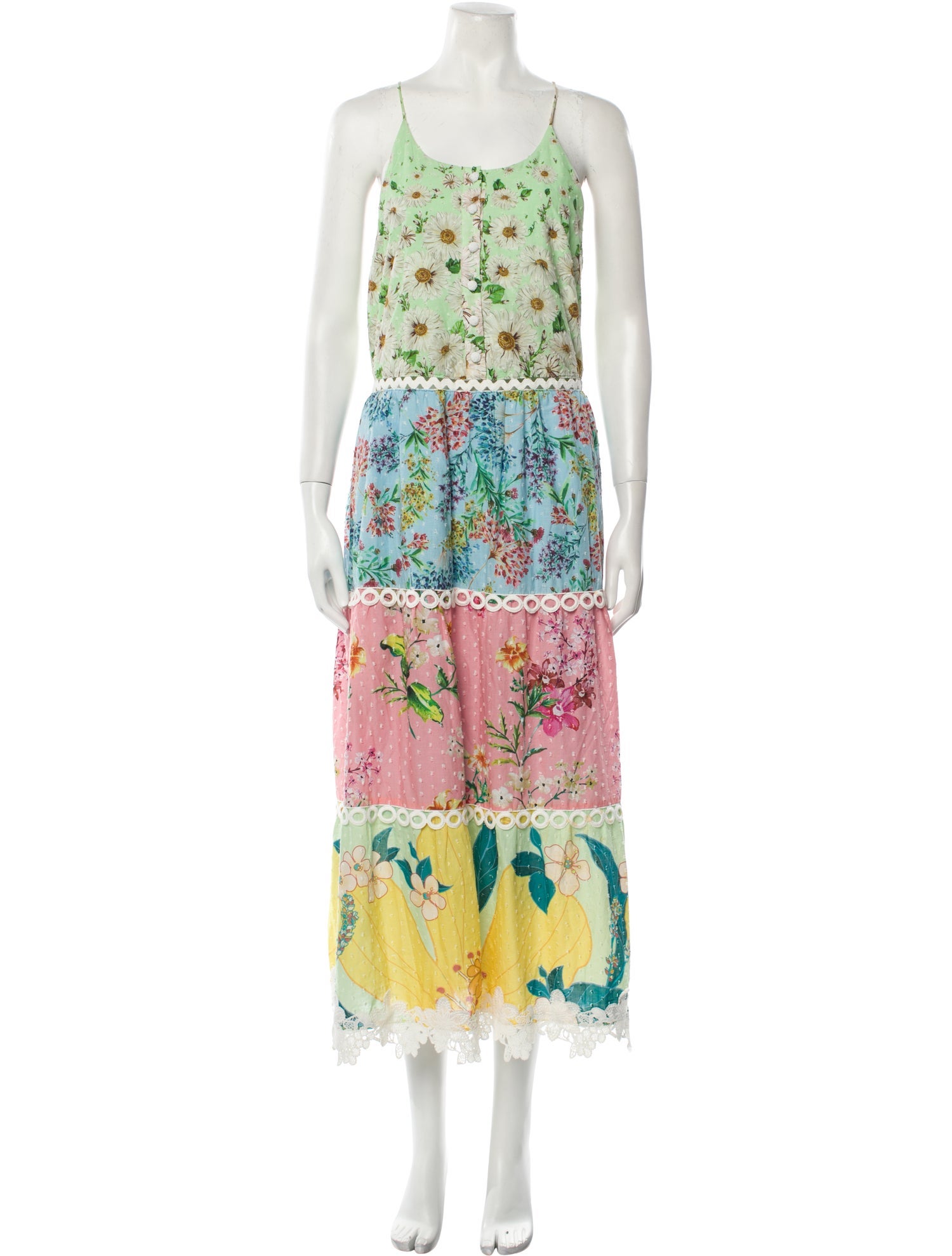 Farm Rio Floral Print Midi Length Dress - Blue Dresses, Clothing ...