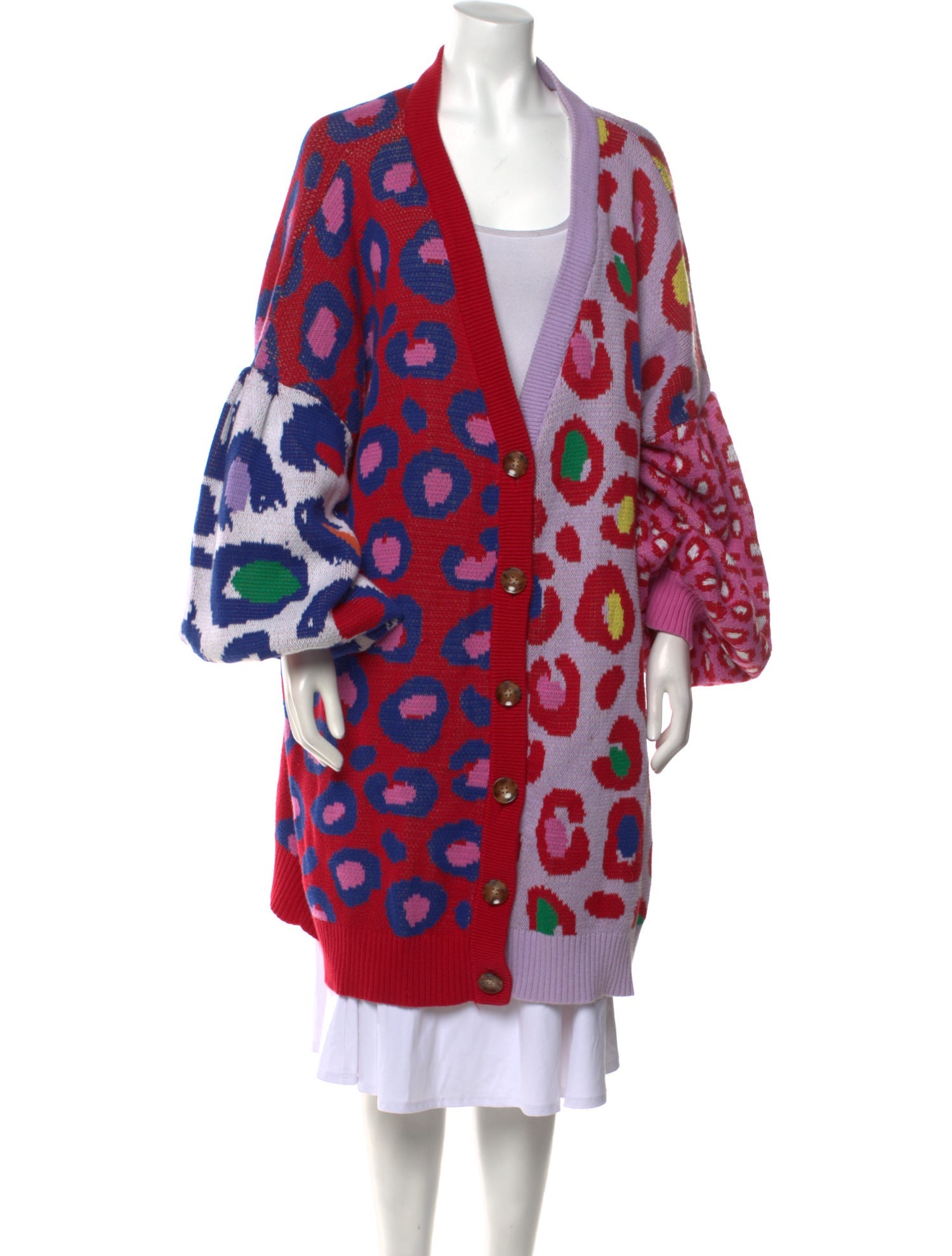 Farm Rio Printed V-Neck Sweater - Red Knitwear, Clothing - WFARM68445 ...