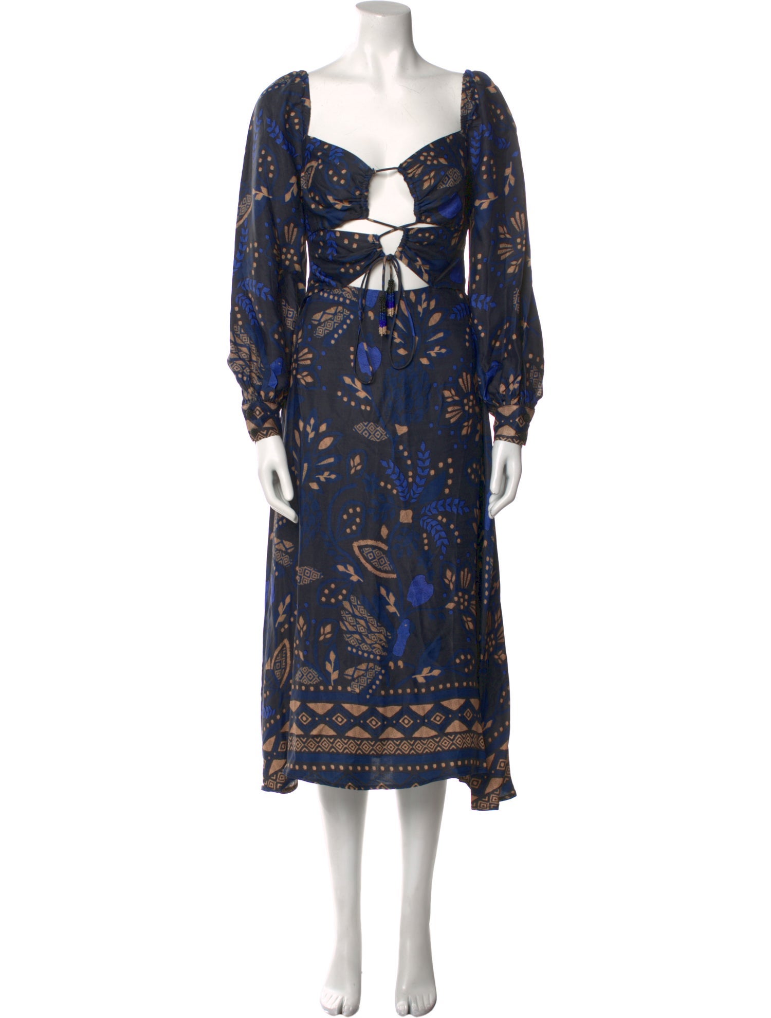 Farm Rio Printed Midi Length Dress - Blue Dresses, Clothing ...