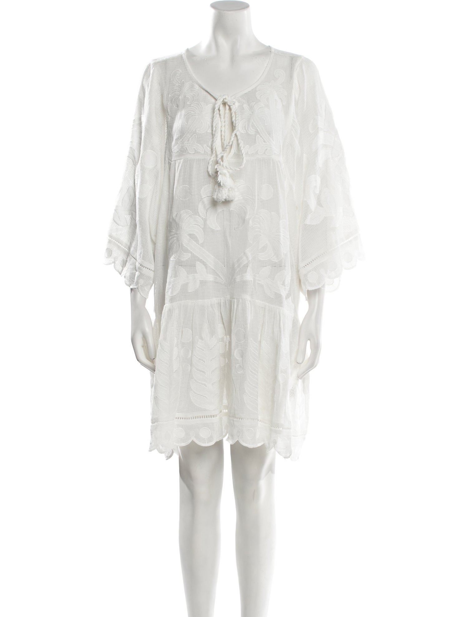 Farm Rio Scalloped Accent Cover-Up - White Swimwear, Clothing ...