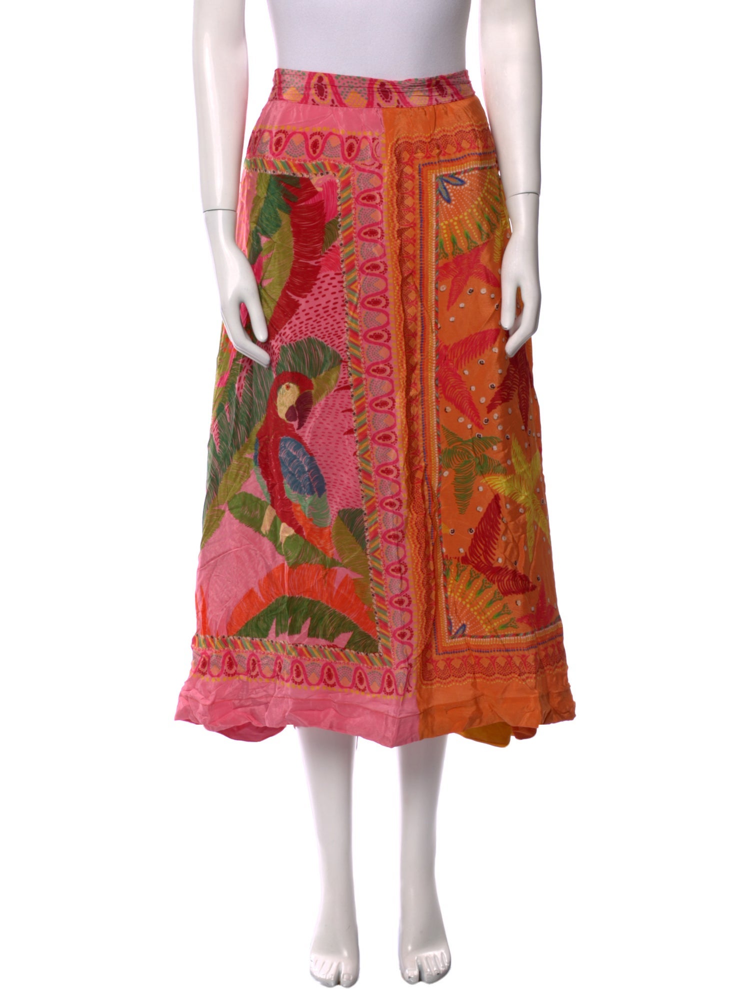 Farm Rio Printed Midi Length Skirt - Pink Skirts, Clothing - WFARM69895 ...