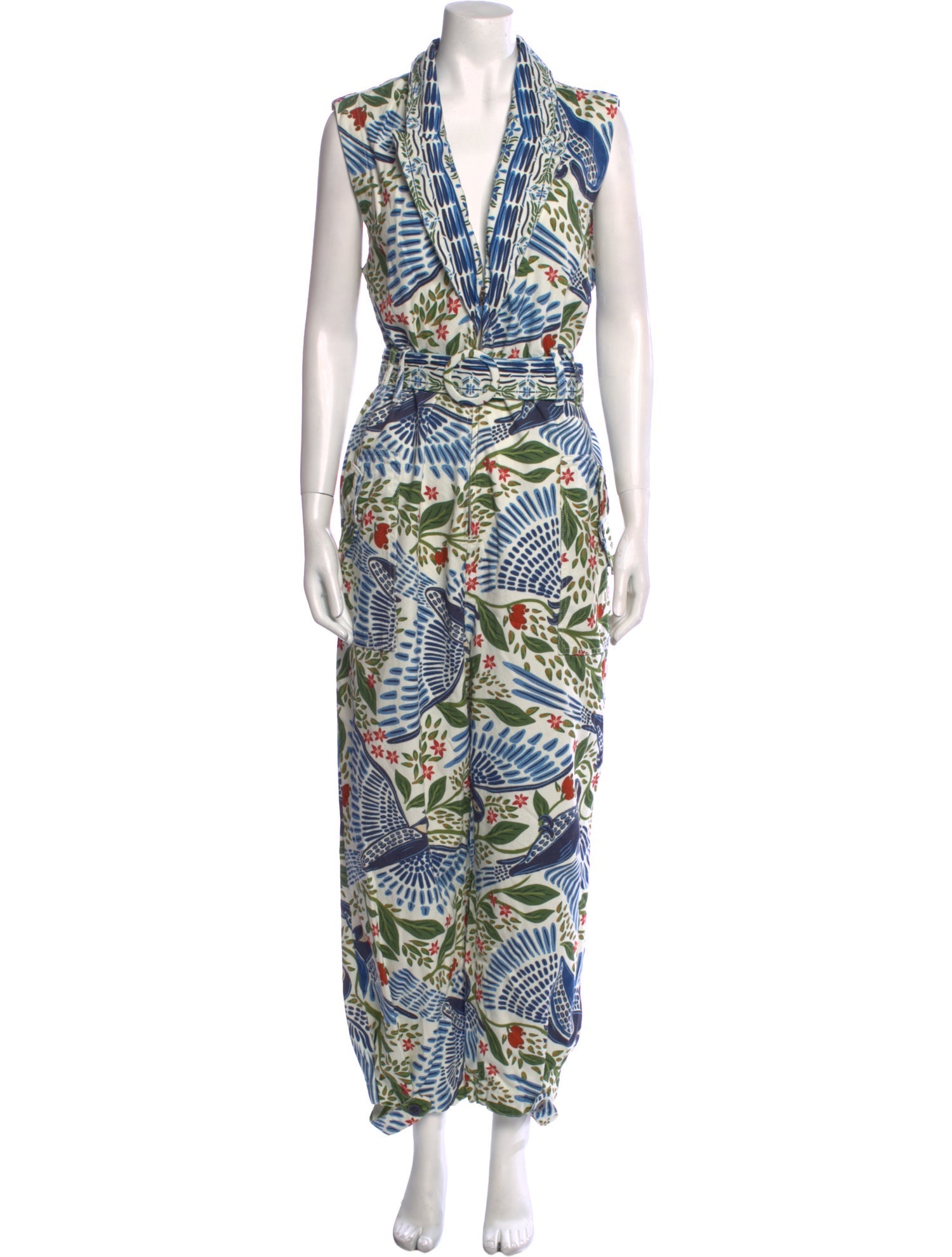 Farm Rio Printed V-Neck Jumpsuit - 13.5" Rise, White Jumpsuits and ...
