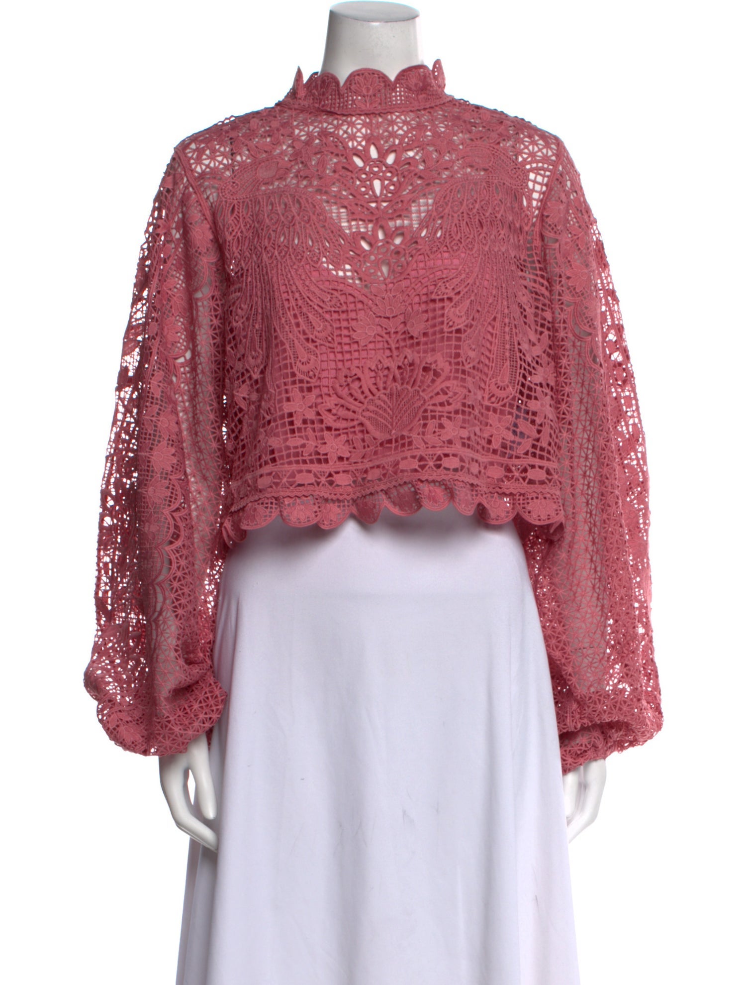 Farm Rio Lace Pattern Mock Neck Crop Top w/ Tags - Pink Tops, Clothing ...