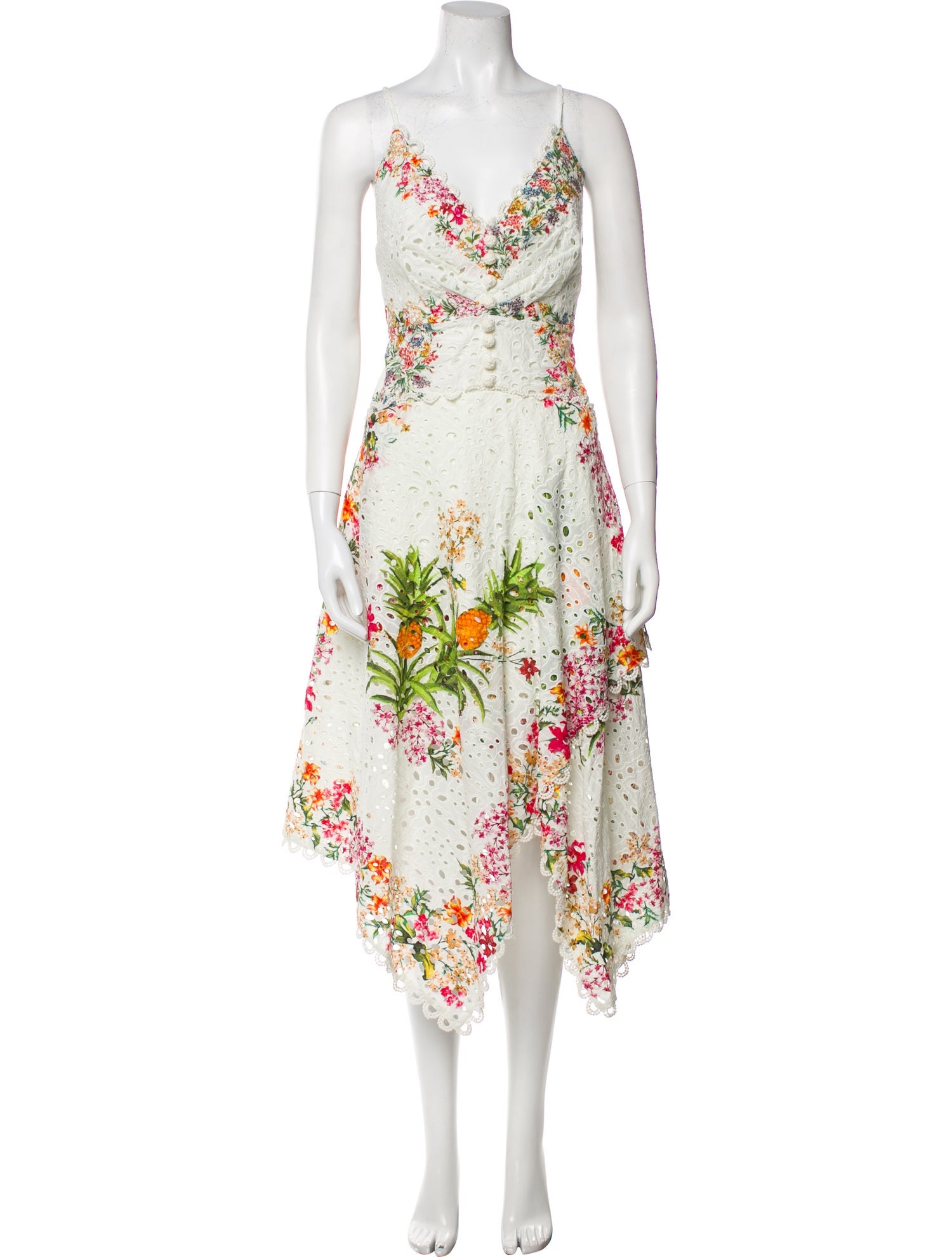 Farm Rio Floral Print Long Dress - Neutrals Dresses, Clothing ...
