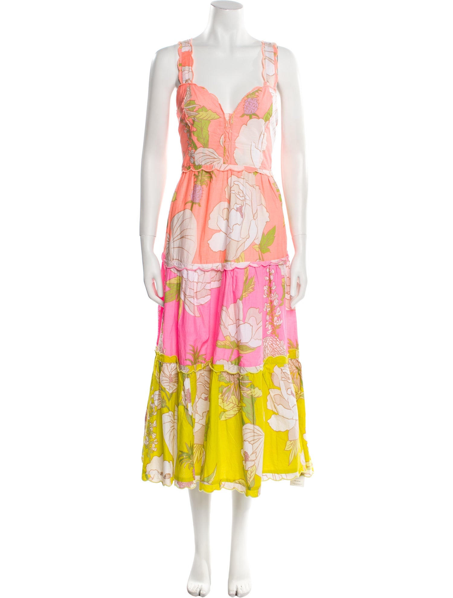 Farm Rio Floral Print Long Dress w/ Tags - Orange Dresses, Clothing ...