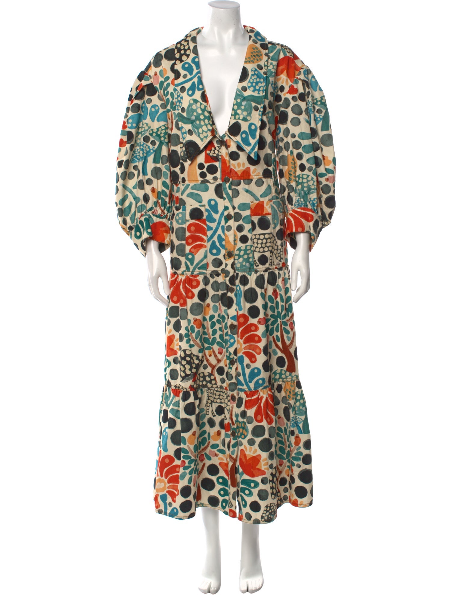 Farm Rio Printed Long Dress - Neutrals Dresses, Clothing - WFARM70973 ...