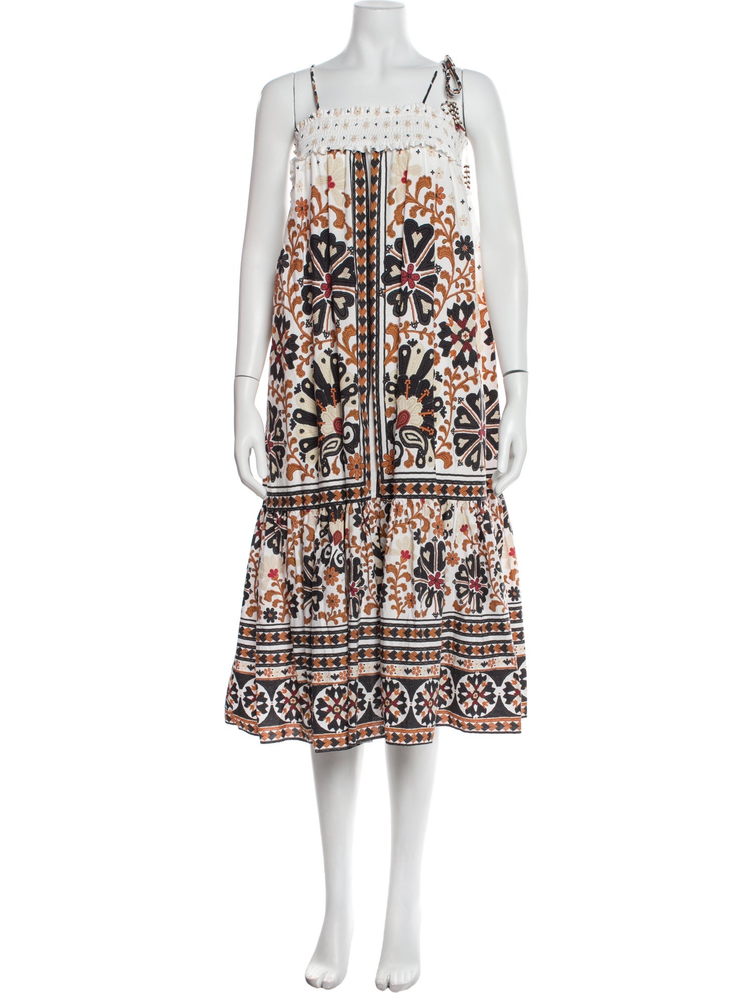 Farm Rio Floral Print Midi Length Dress - White Dresses, Clothing ...