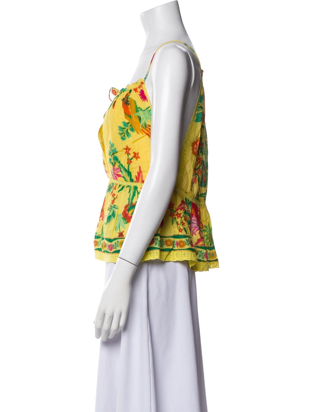 Farm Rio Floral Print Square Neckline Top - Yellow Tops, Clothing ...