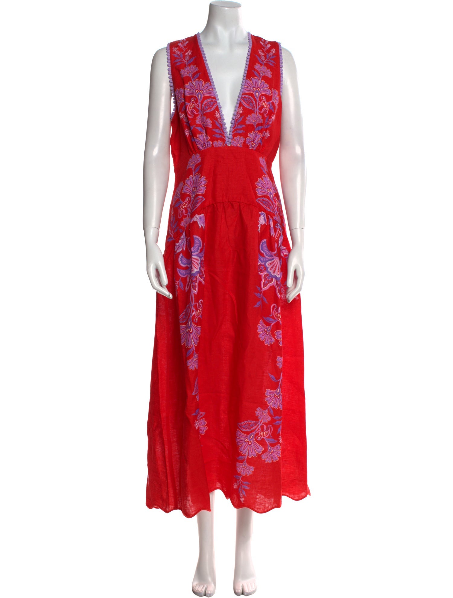 Farm Rio Linen Long Dress w/ Tags - Red Dresses, Clothing - WFARM75720 ...