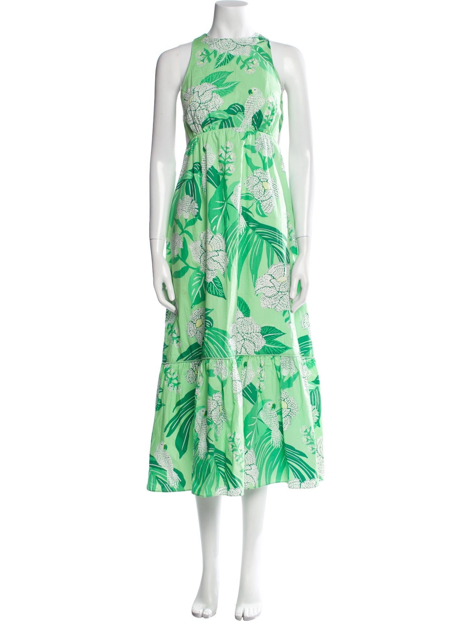 Farm Rio Floral Print Long Dress - Green Dresses, Clothing - WFARM75932 ...