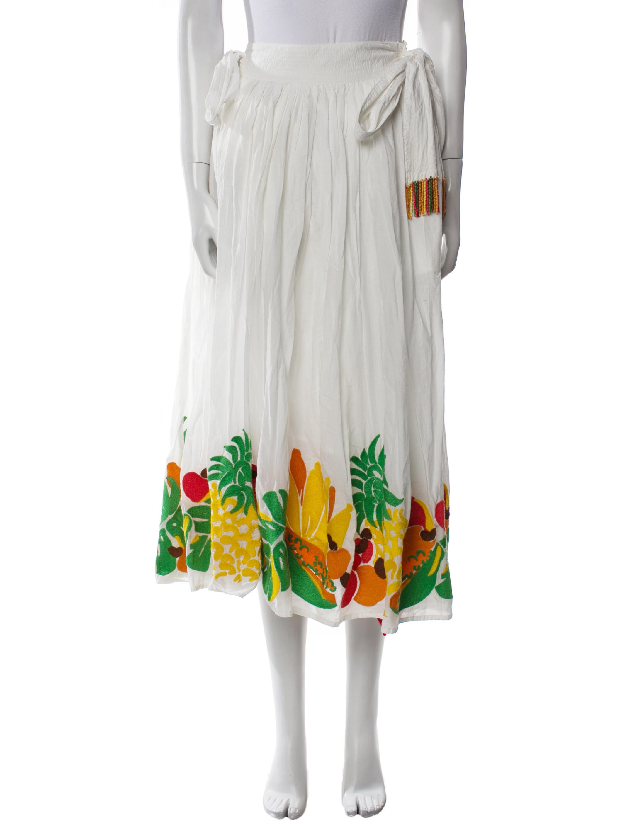 Farm Rio Graphic Print Midi Length Skirt w/ Tags - White Skirts ...