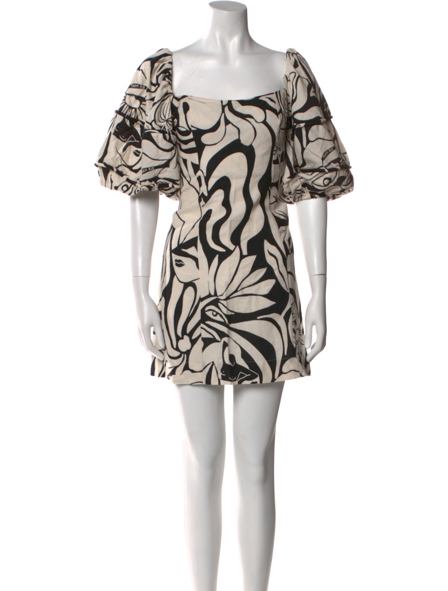 Farm Rio Printed Mini Dress - Brown Dresses, Clothing - WFARM76477 ...