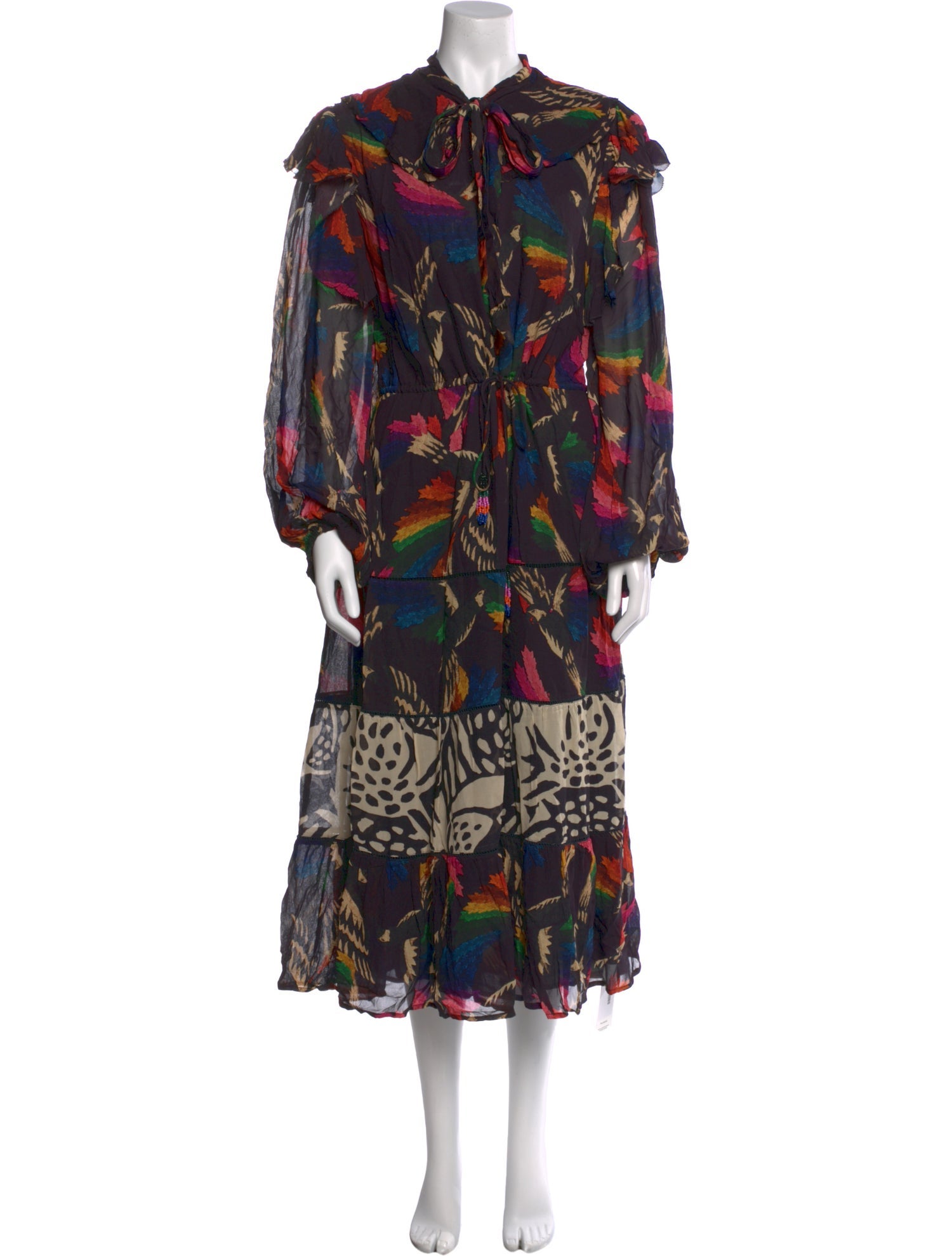 Farm Rio Printed Long Dress - Black Dresses, Clothing - WFARM77113 ...
